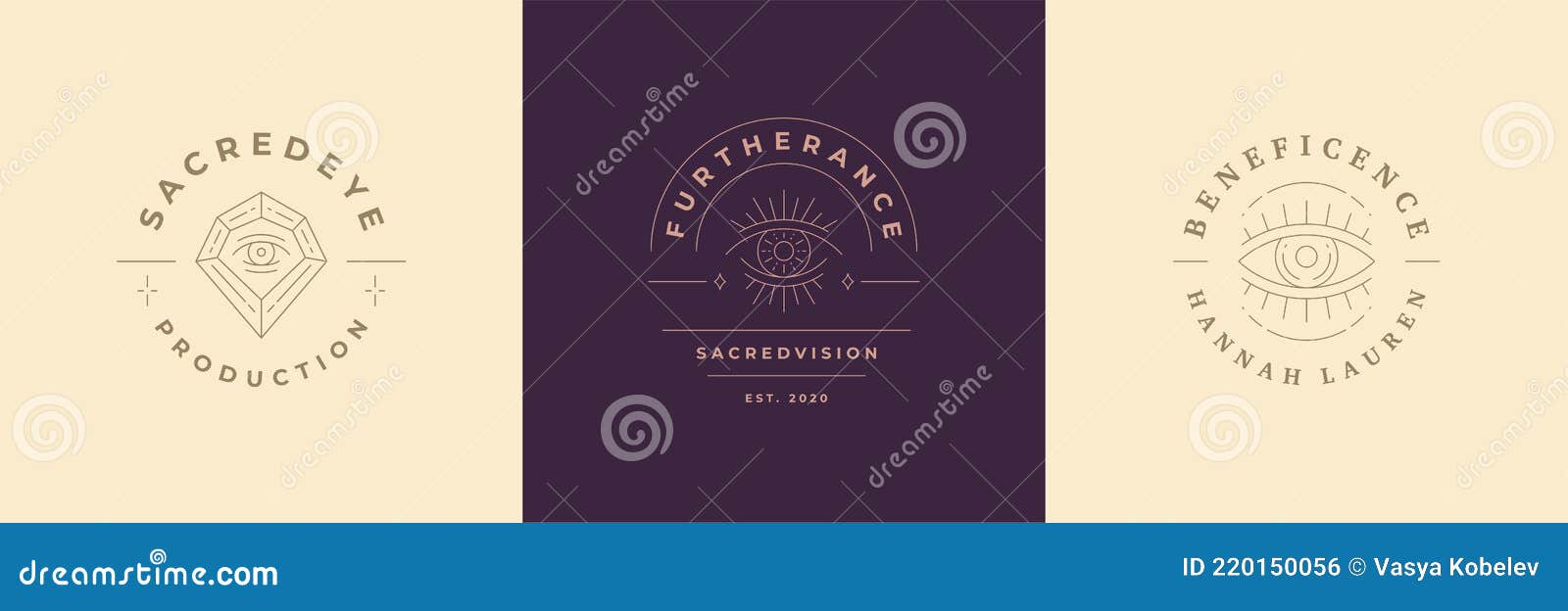 Esoteric Logos Emblems Design Templates Set With Mystic Moon And Magic ...