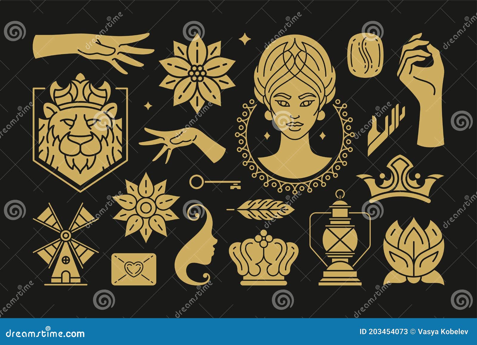 Esoteric Magic and Witch Vector Design Elements Set with Female Hands ...