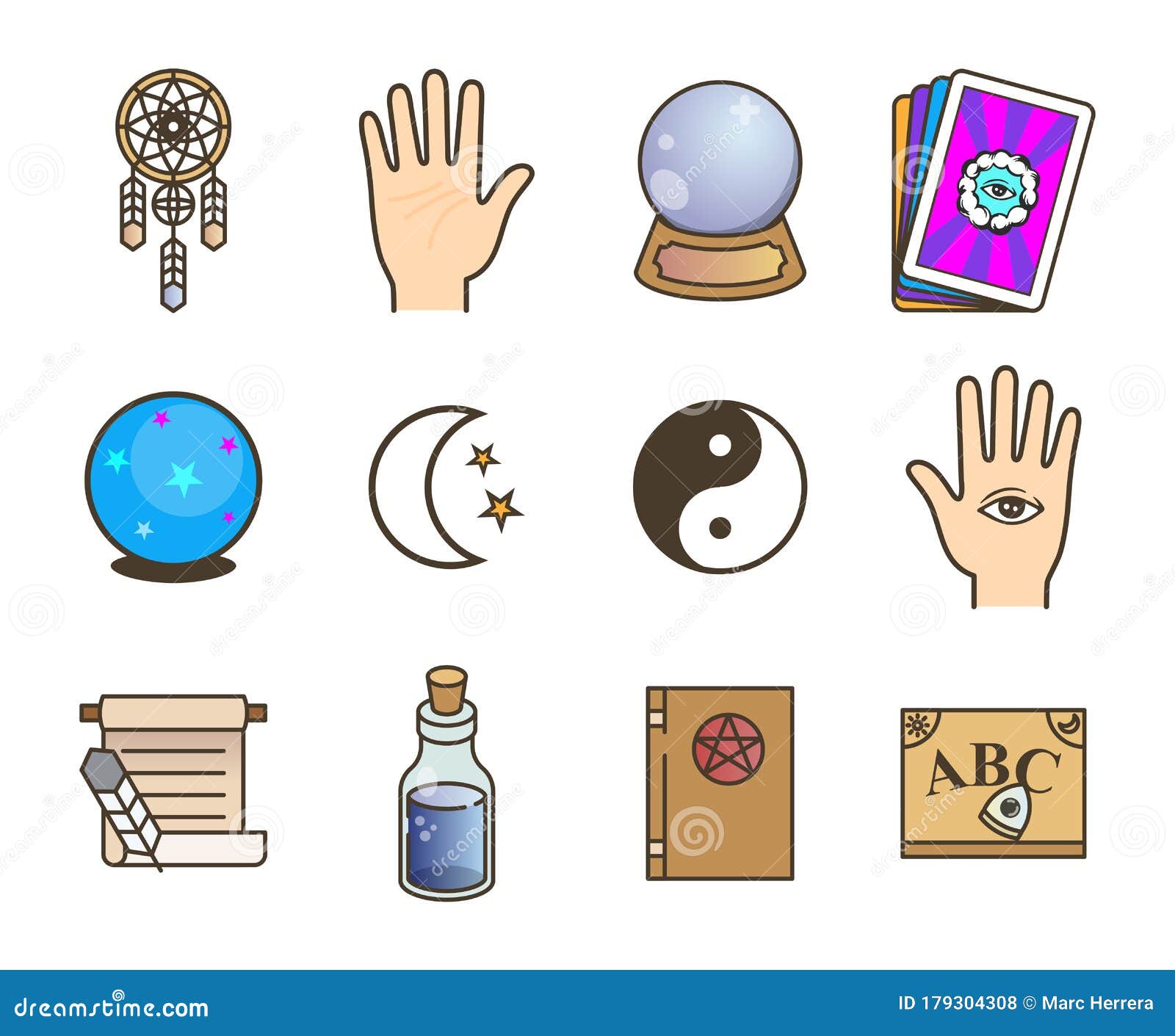 Esoteric and Mystic Icon Set Stock Illustration - Illustration of ...