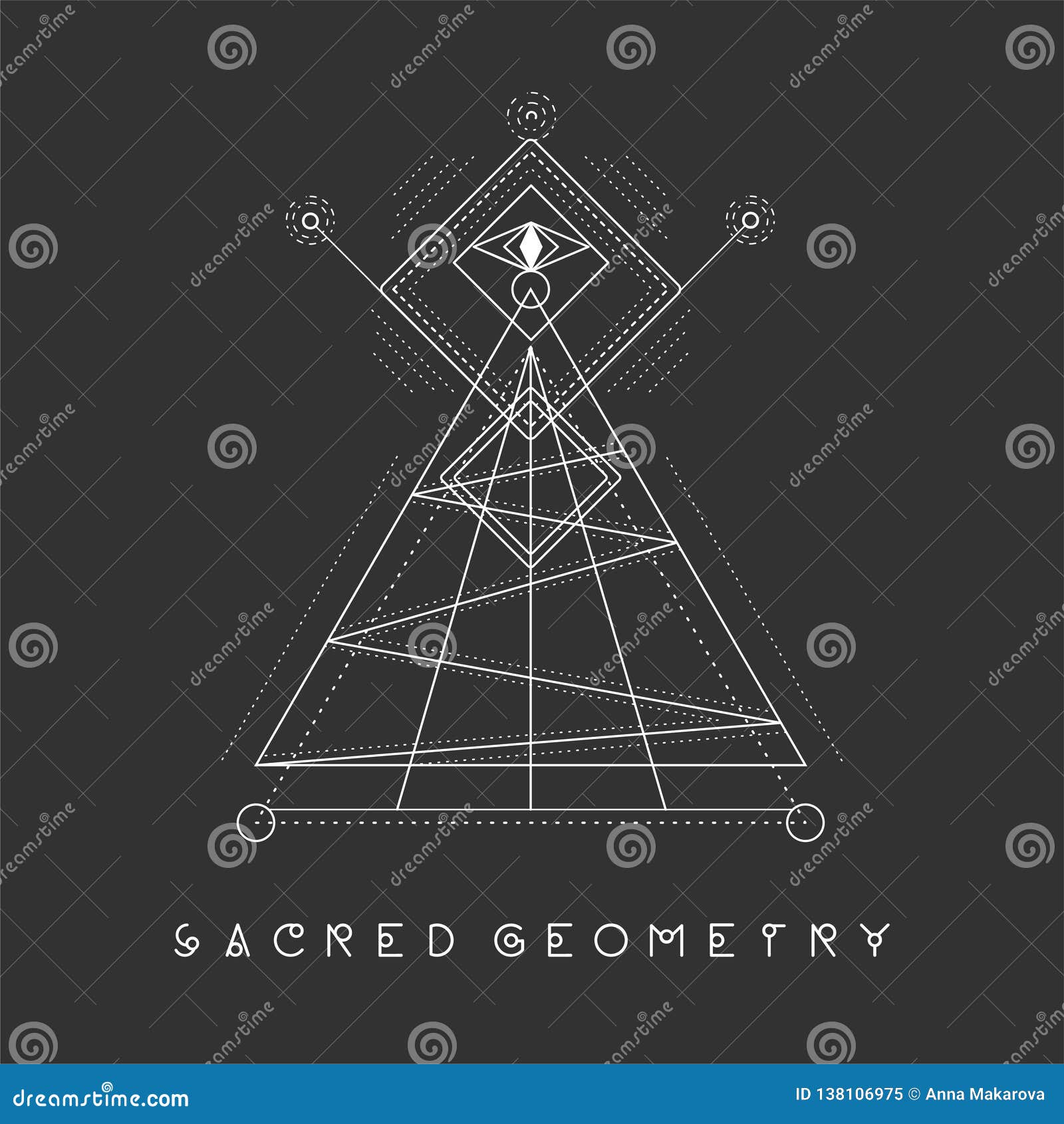 Esoteric Sacred Geometry on Black Background Stock Illustration ...