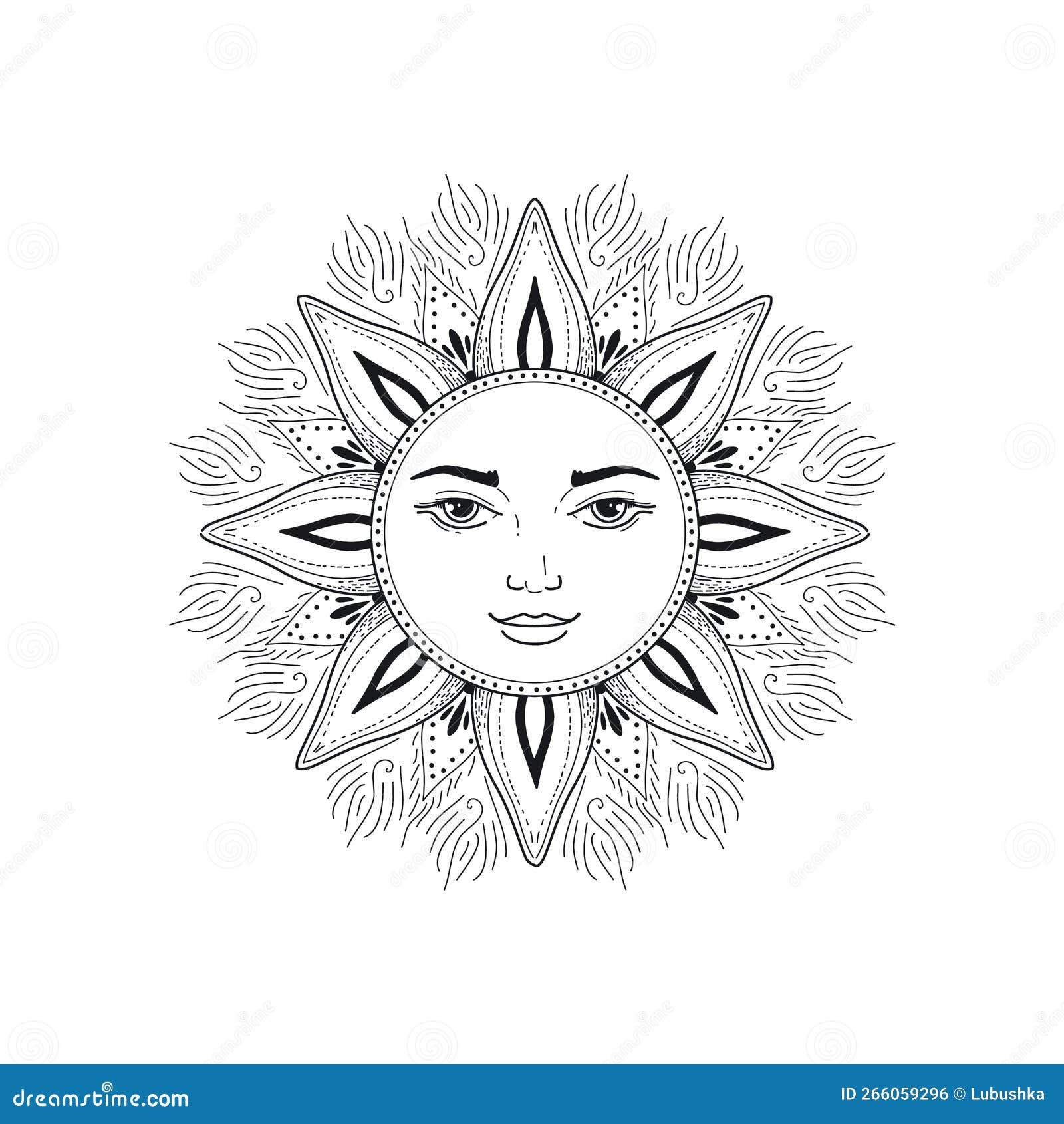 Esoteric Symbol Sun and Moon Boho Illustration Stock Vector ...