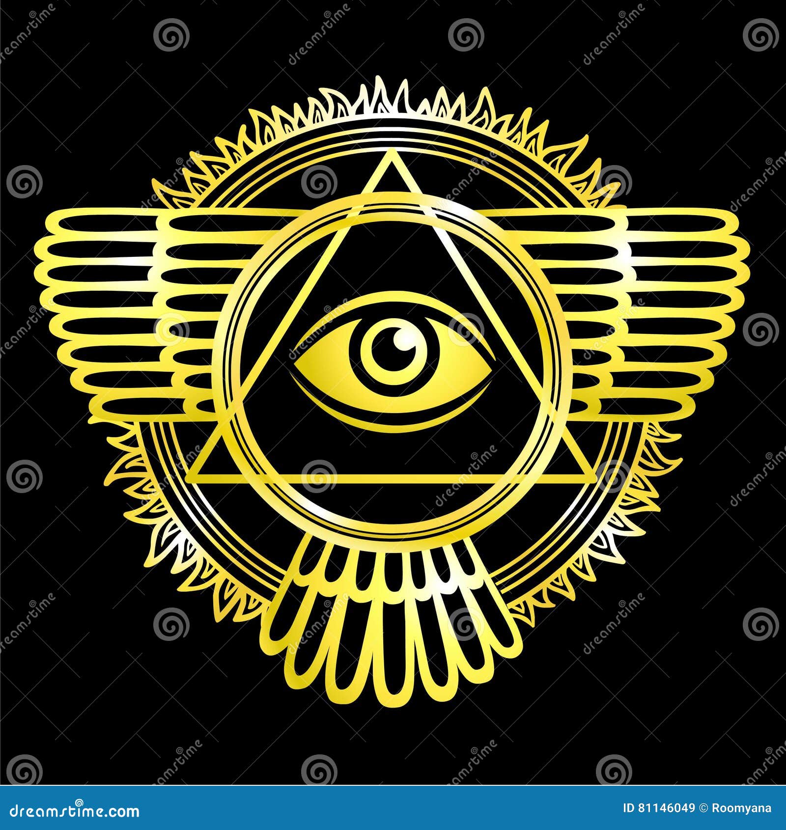 Esoteric Winged Sign of a Pyramid. Stock Vector - Illustration of magic ...
