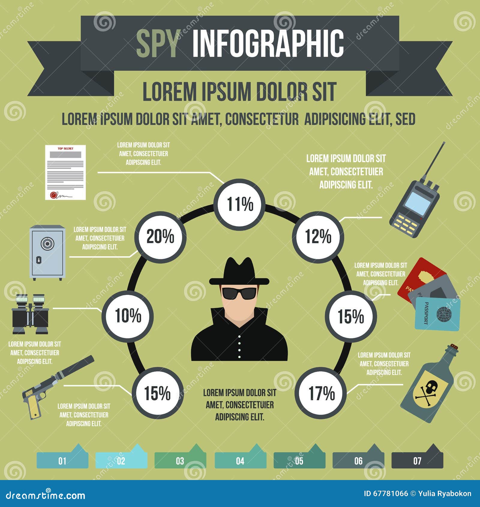 Espía Infographic, Estilo Plano Ilustración del Vector - Ilustración de ...