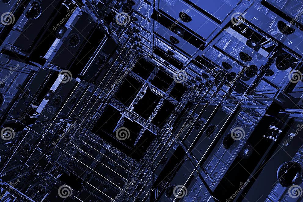 Espacio cúbico azul stock de ilustración. Ilustración de geométrico ...