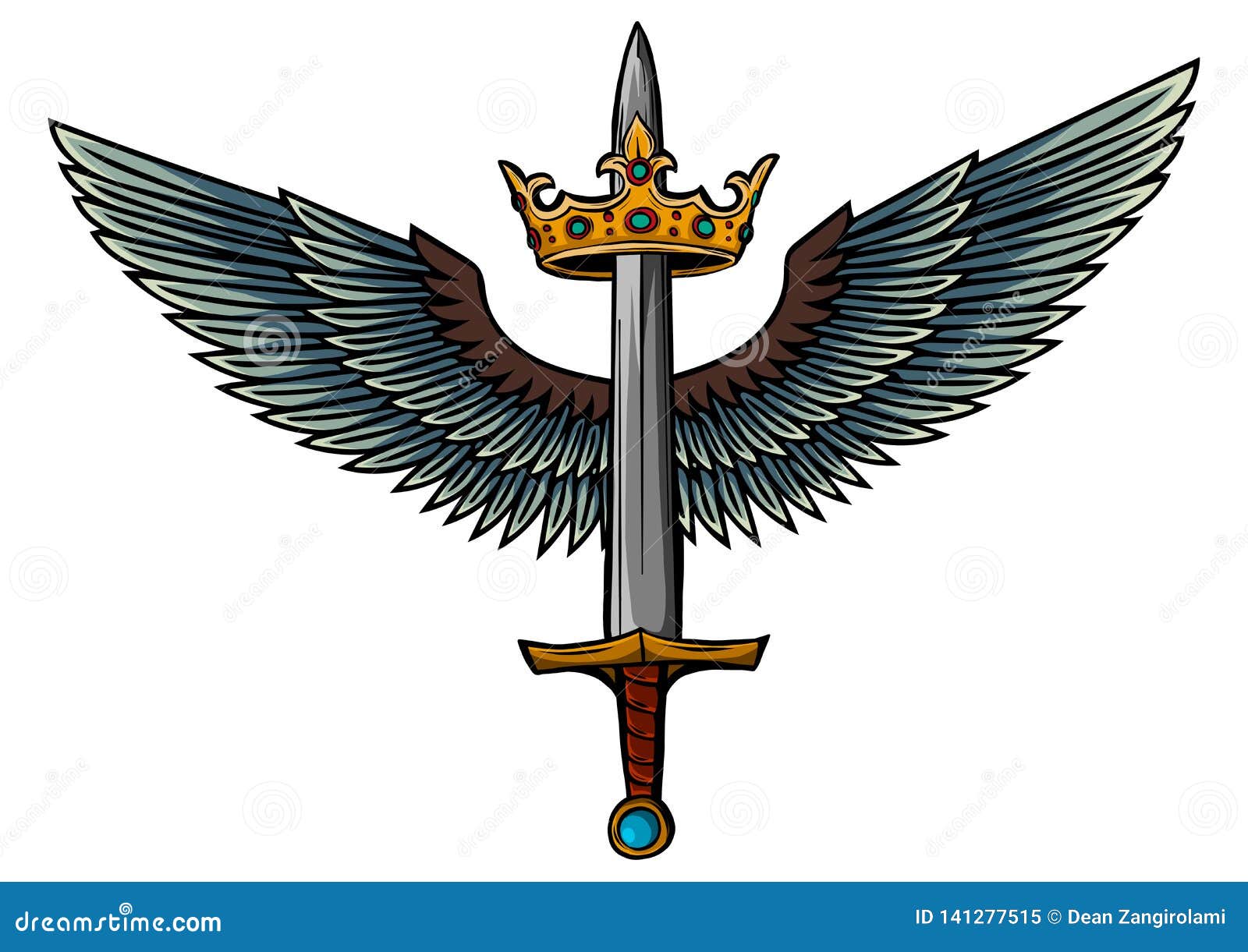Espada Del Ejemplo Del Vector Con Las Alas Y El Rey Ilustración del ...