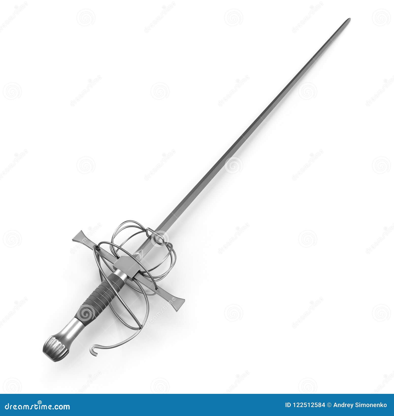 Espada Medieval Do Florete No Branco Ilustração 3D Ilustração Stock ...