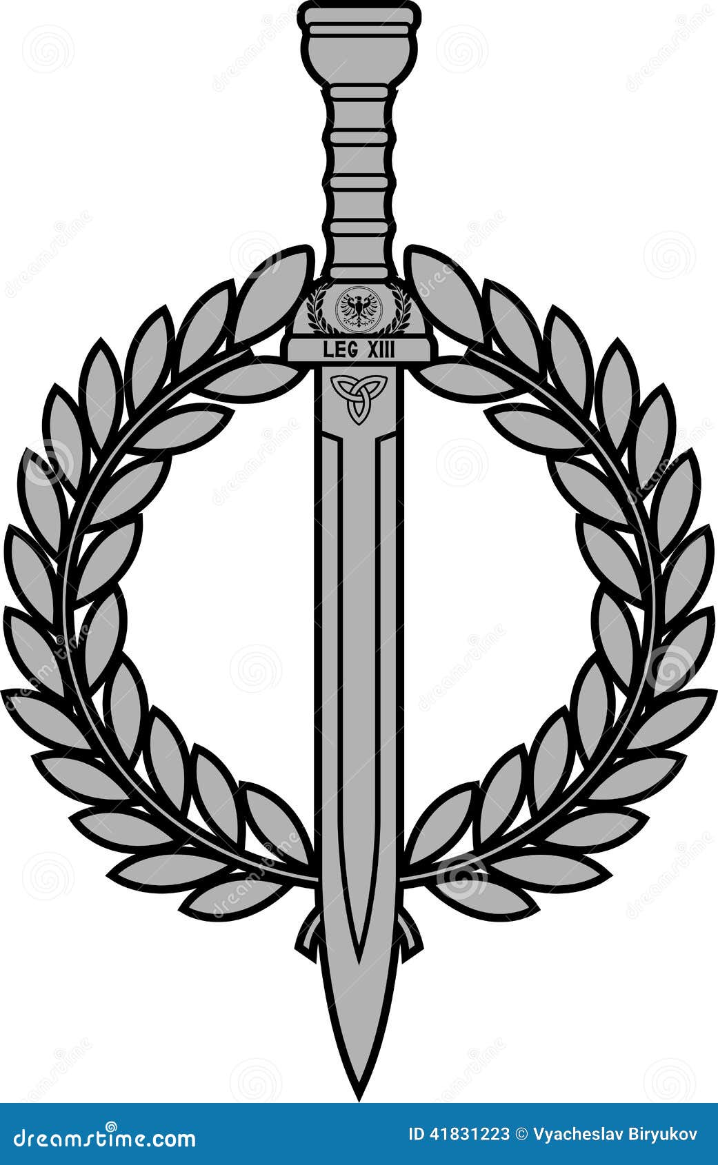 Espada Romana Con La Guirnalda Del Laurel Ilustración del Vector ...