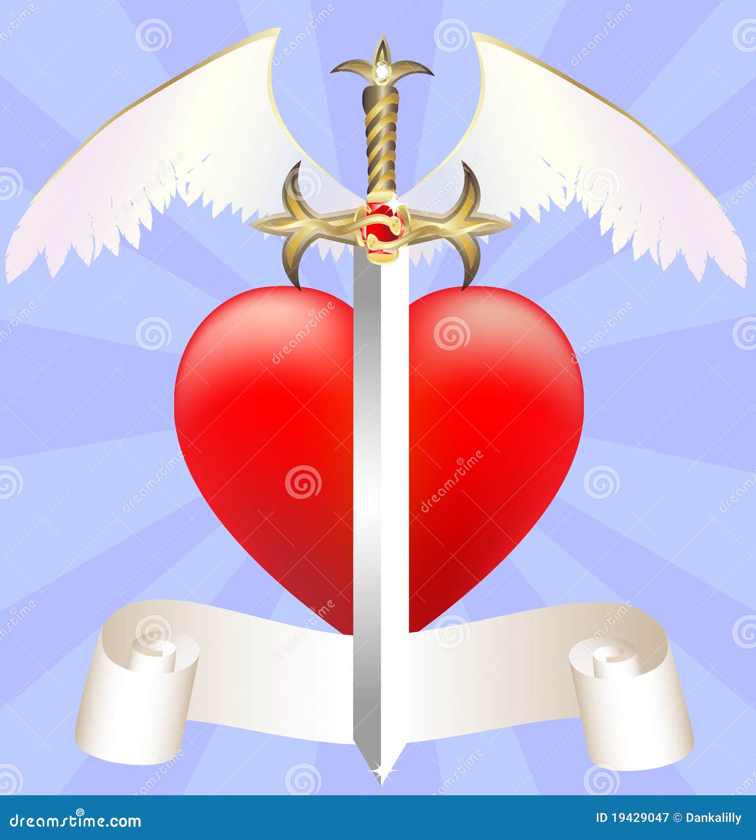 Espada y corazón ilustración del vector. Ilustración de ceremonial ...