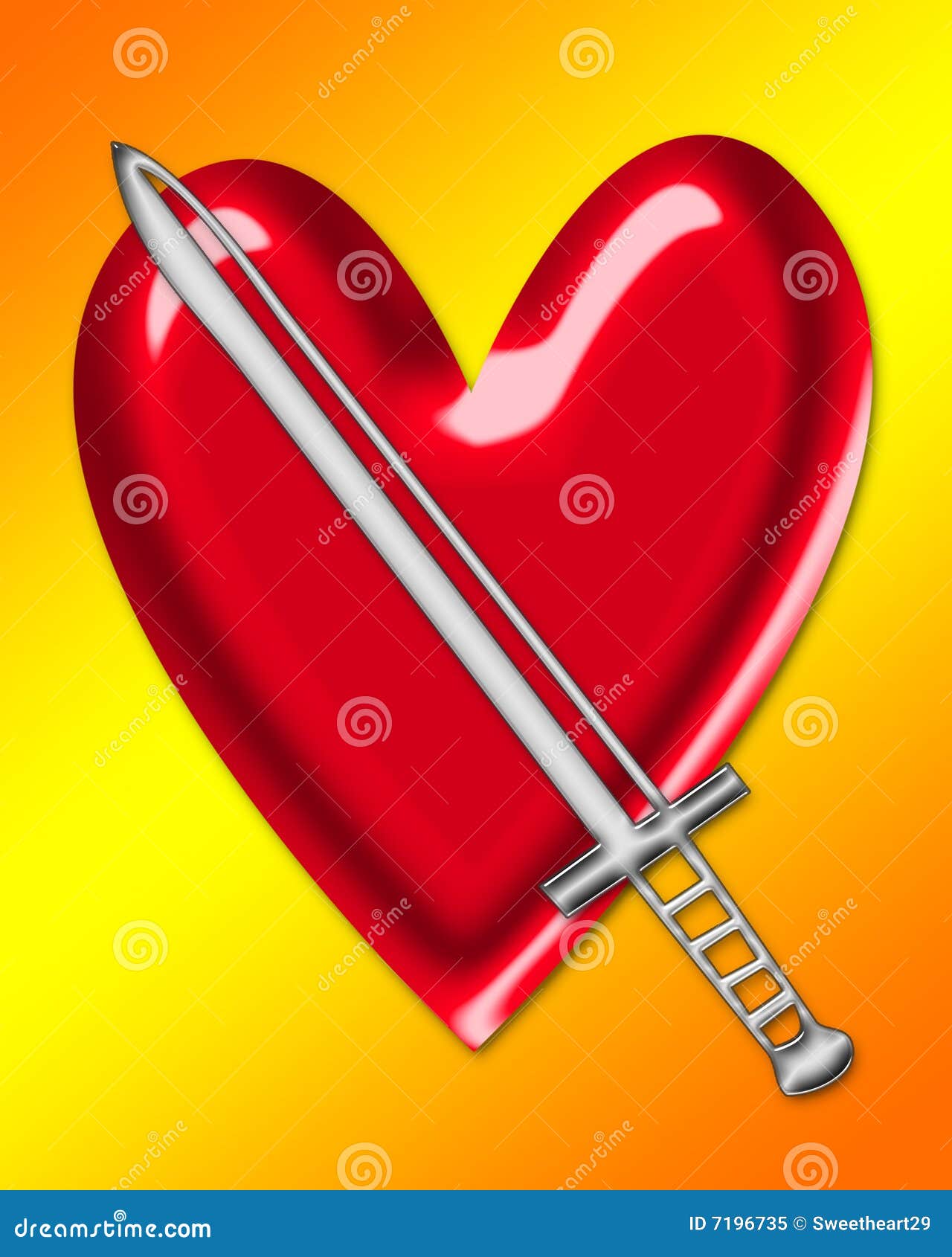 Espada y corazón stock de ilustración. Ilustración de metal - 7196735