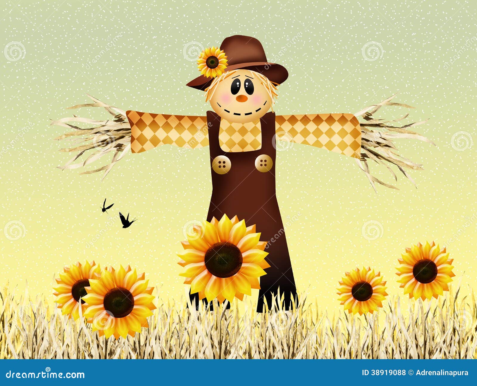 Espantapájaros en otoño stock de ilustración. Ilustración de anaranjado ...