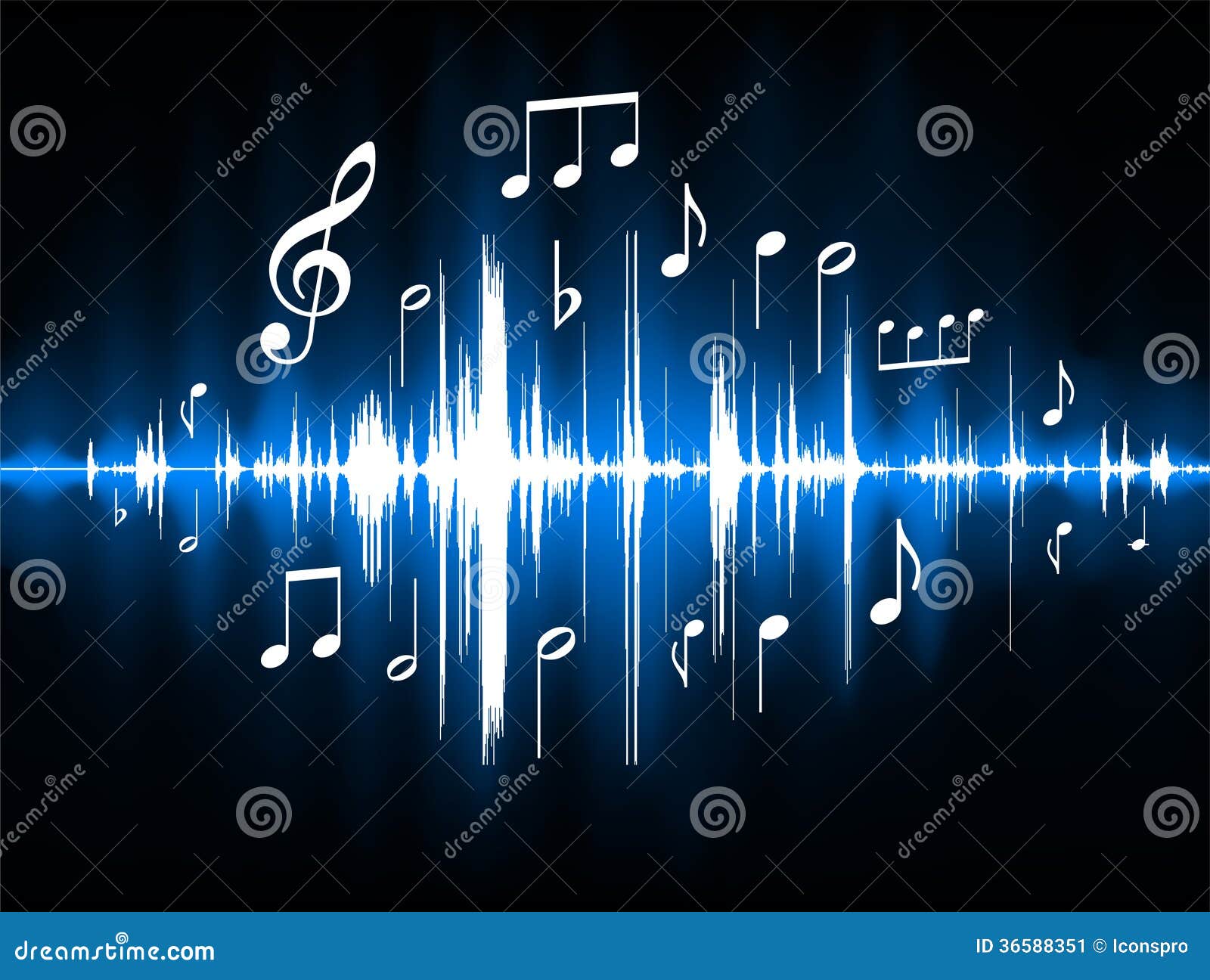 Espectro De Color Azul De Las Notas Musicales Stock de ilustración ...