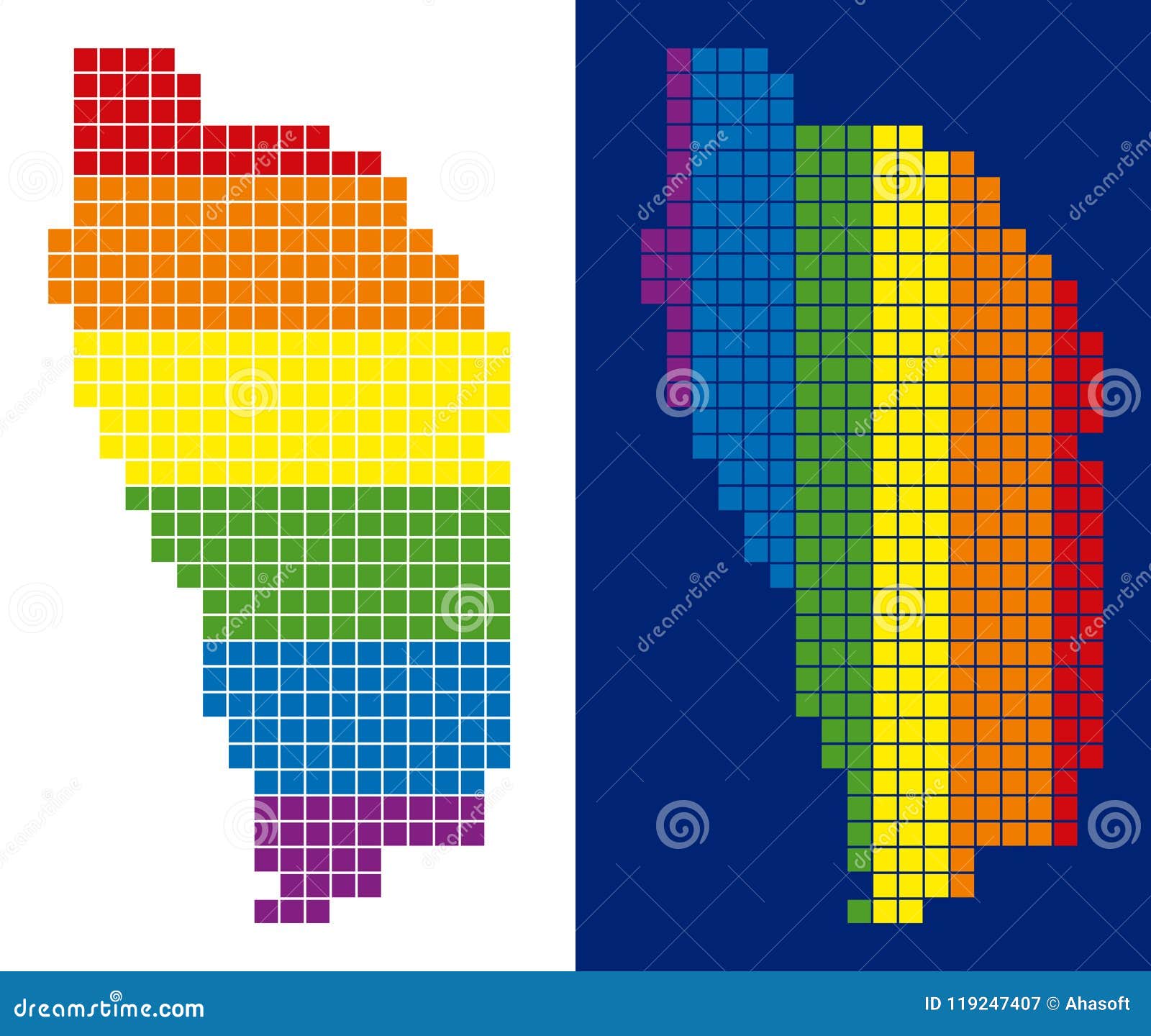 Espectro Dominica Island Map Pontilhada Pixel Ilustração do Vetor ...