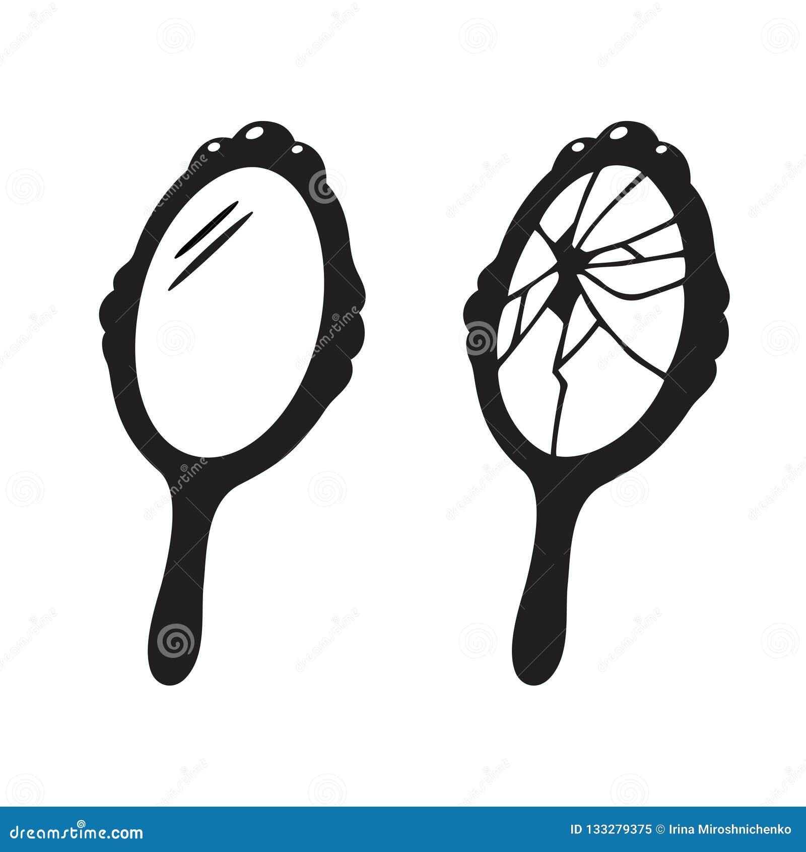 Espelho de mão quebrado ilustração do vetor. Ilustração de retro ...