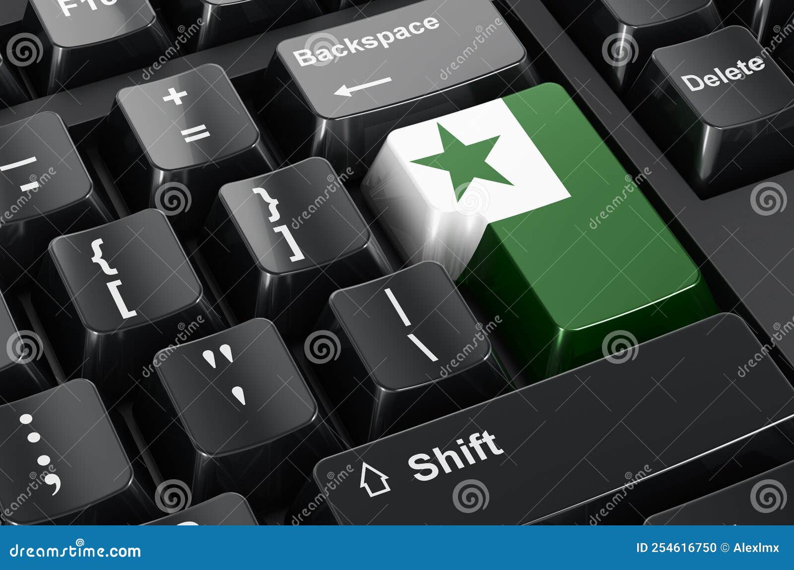 Esperanto Flag Painted on Computer Keyboard. 3D Rendering Stock ...