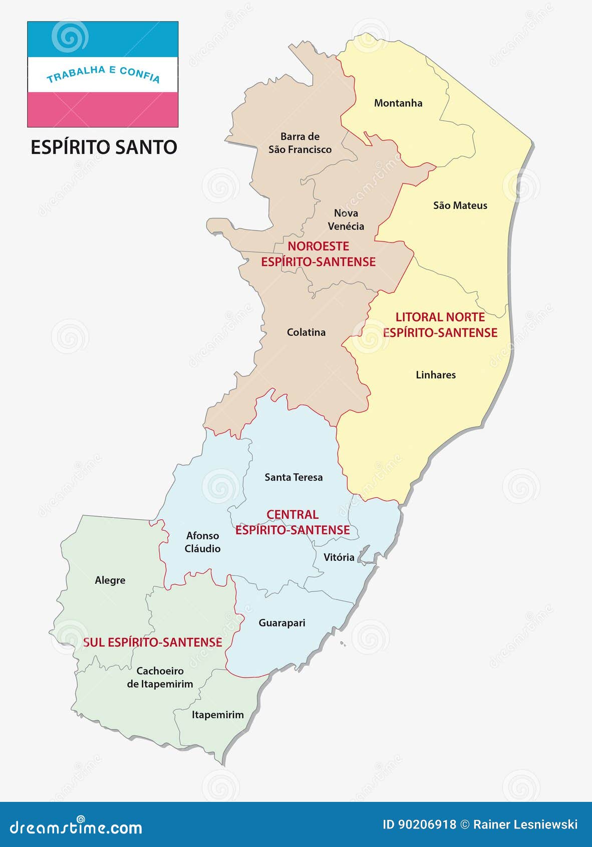 Espirito Santo Administrative And Political Map With Flag Vector ...