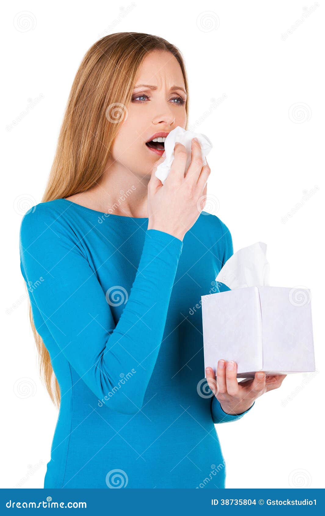 Espirrar da mulher. foto de stock. Imagem de idéias, expressar - 38735804