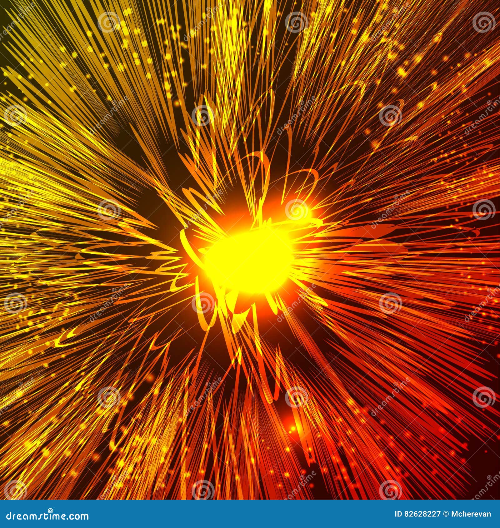 Esplosione Arancio E Gialla Luminosa Del Fuoco Illustrazione di Stock ...