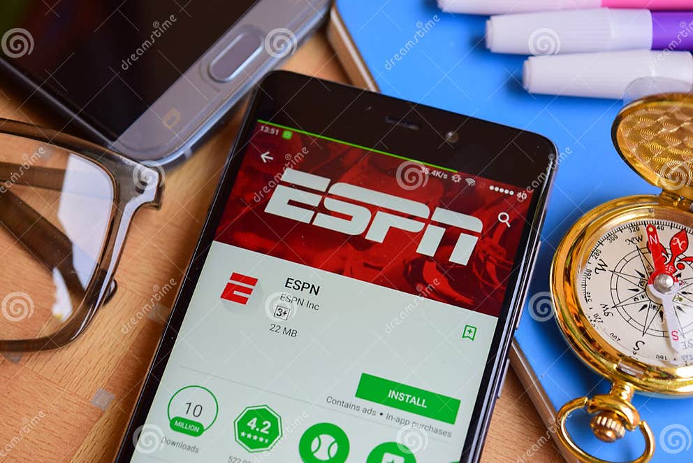 ESPN Dev Application on Smartphone Screen. Editorial Stock Photo ...
