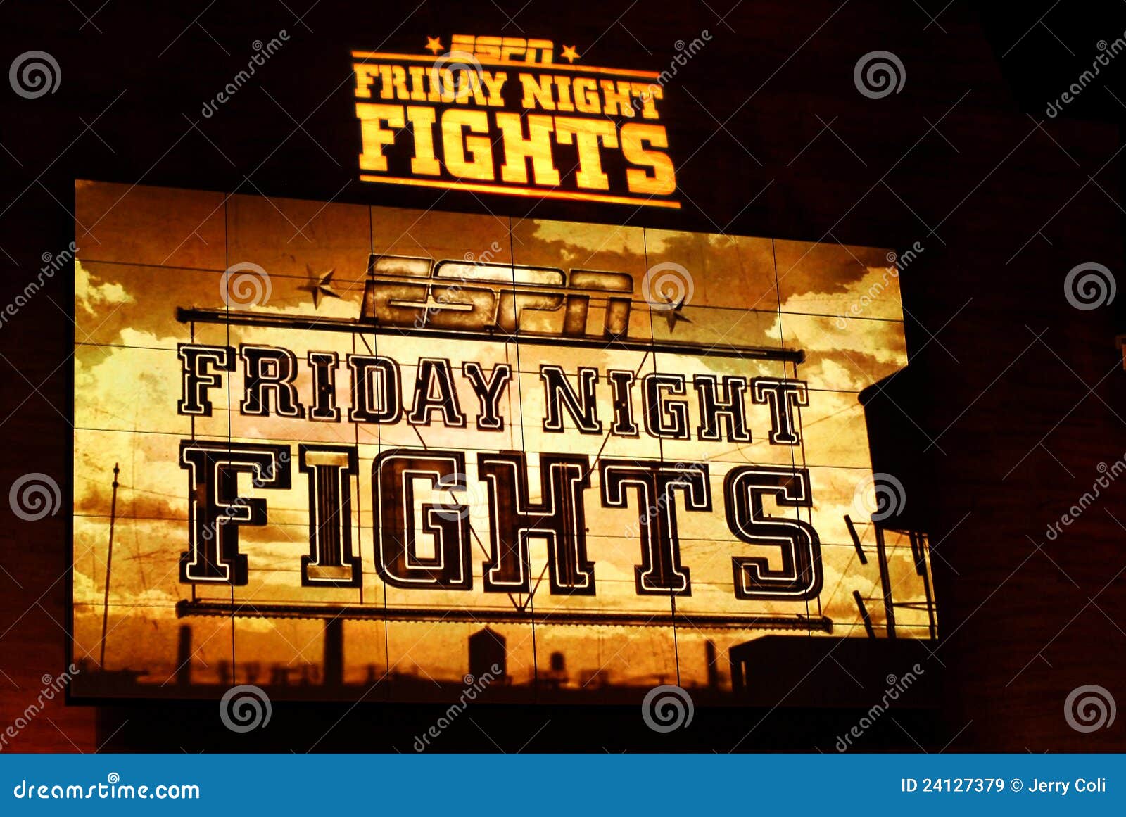 ESPN Friday Night Fights Sign Editorial Stock Image - Image of fridays ...