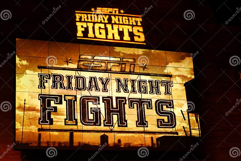 ESPN Friday Night Fights Sign Editorial Stock Image - Image of fridays ...