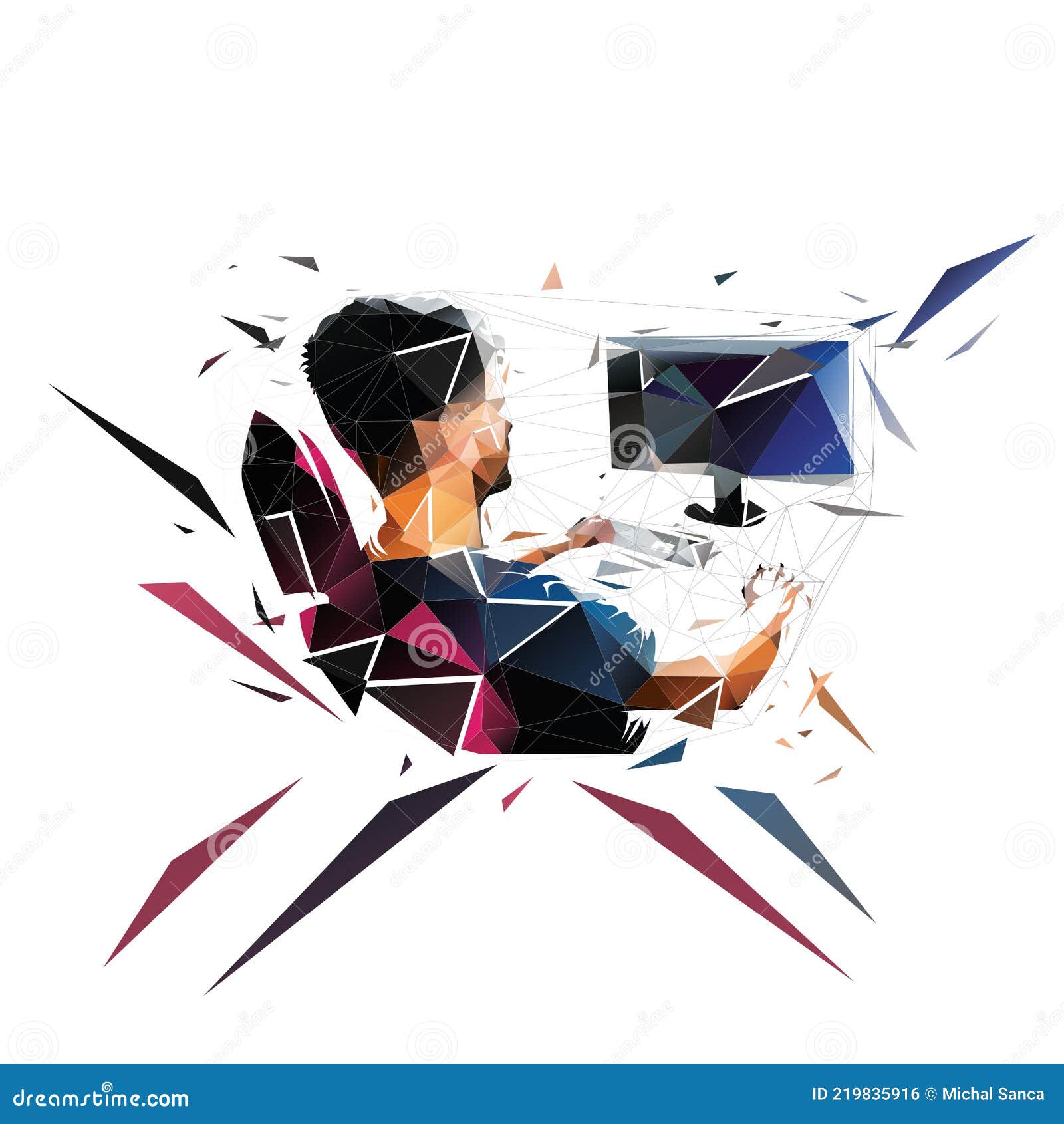 Esports Player, Isolated Low Polygonal Vector Illustration, Geometric ...