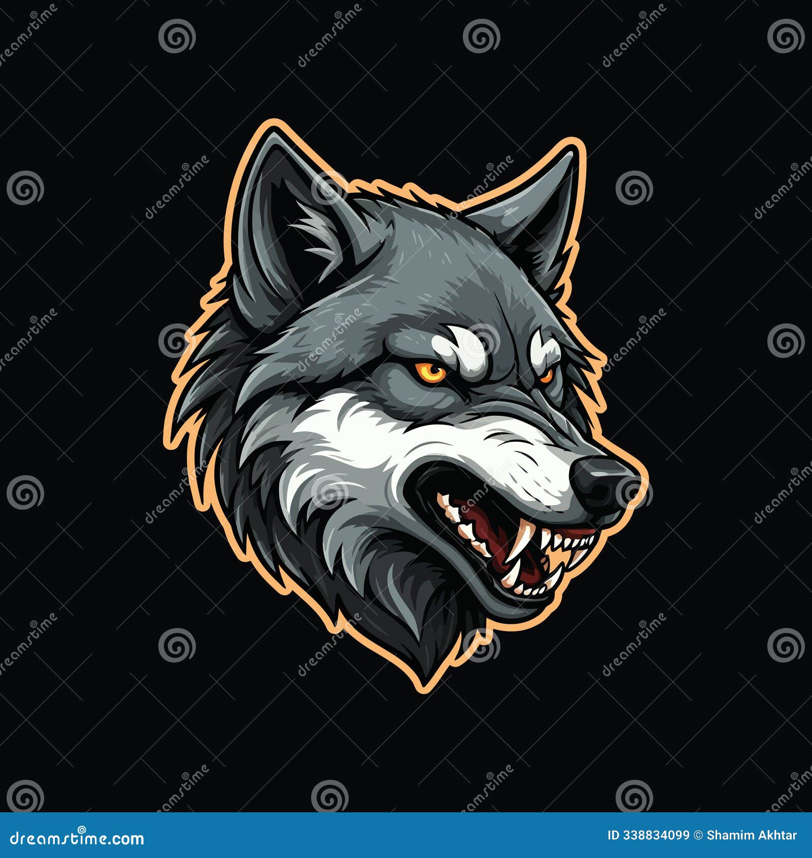 An Esports Style Illustration Featuring an Angry Wolf Head Logo Stock ...
