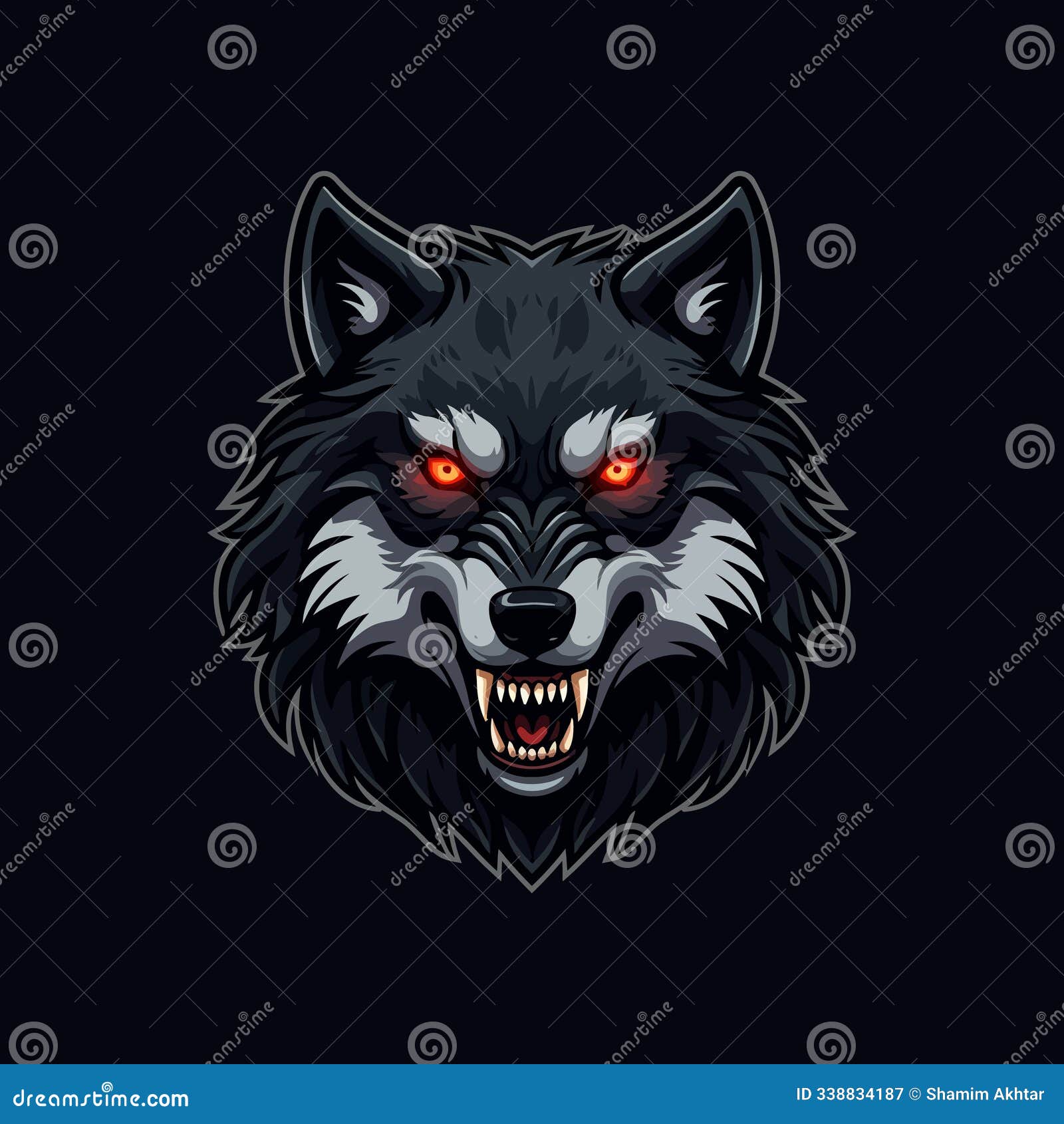 An Esports Style Illustration Featuring an Angry Wolf Head Logo Stock ...