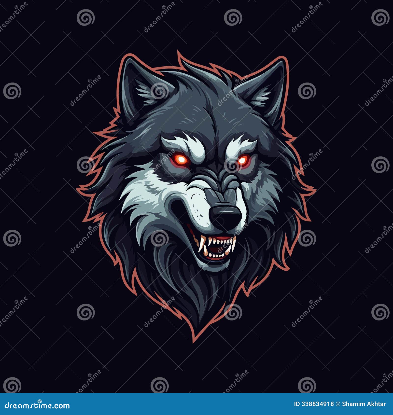 An Esports Style Illustration Featuring an Angry Wolf Head Logo Stock ...