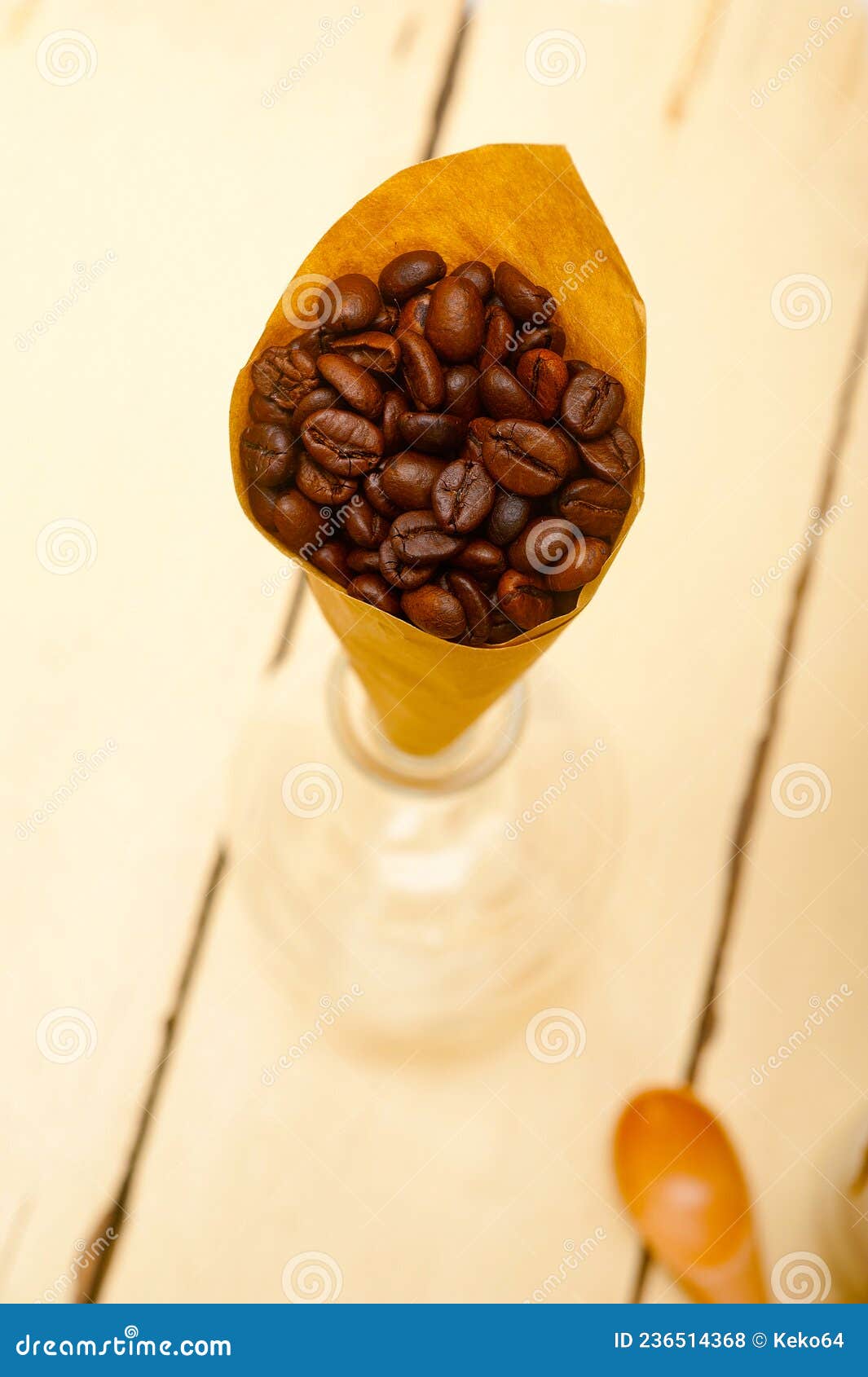 Espresso Coffee Beans on a Paper Cone Stock Photo - Image of espresso ...