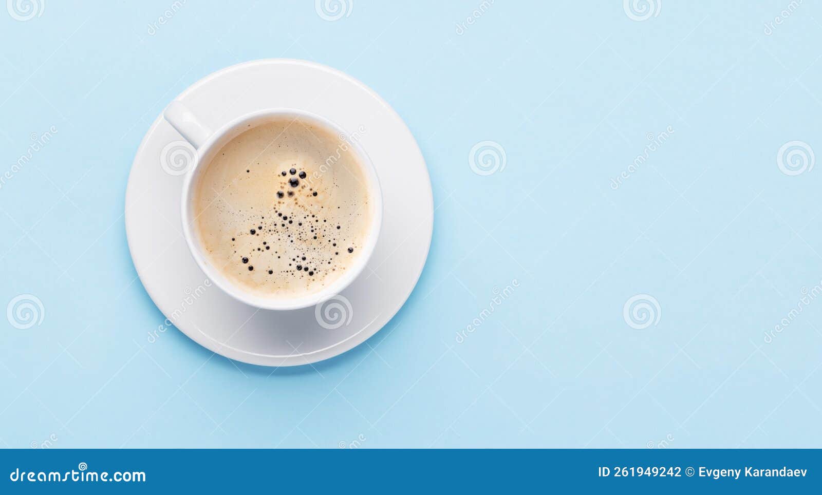 Espresso Coffee on Blue Background Stock Photo - Image of cappuccino ...