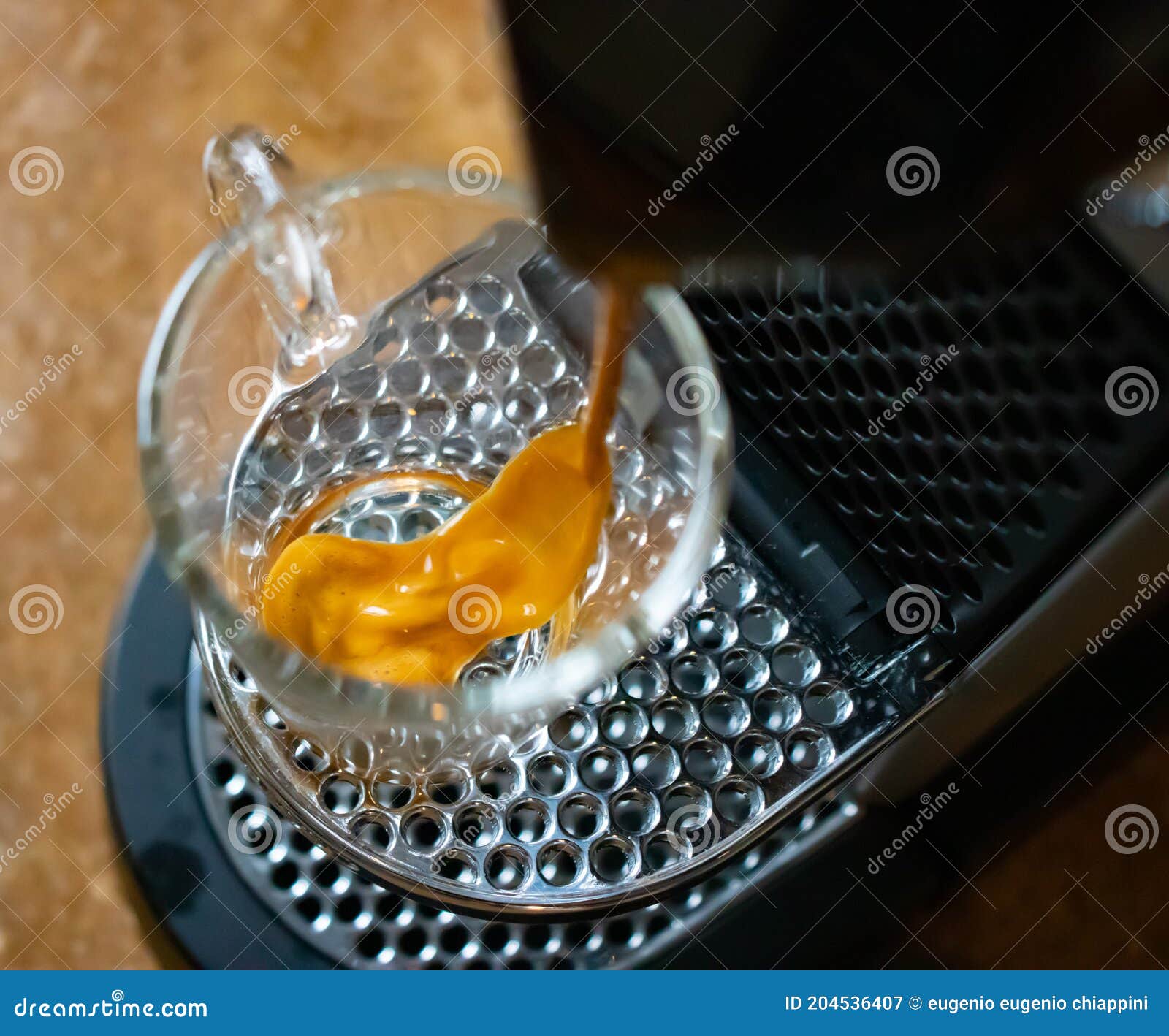 Espresso Coffee Brewing Process from Typical Italian Coffee Espresso ...