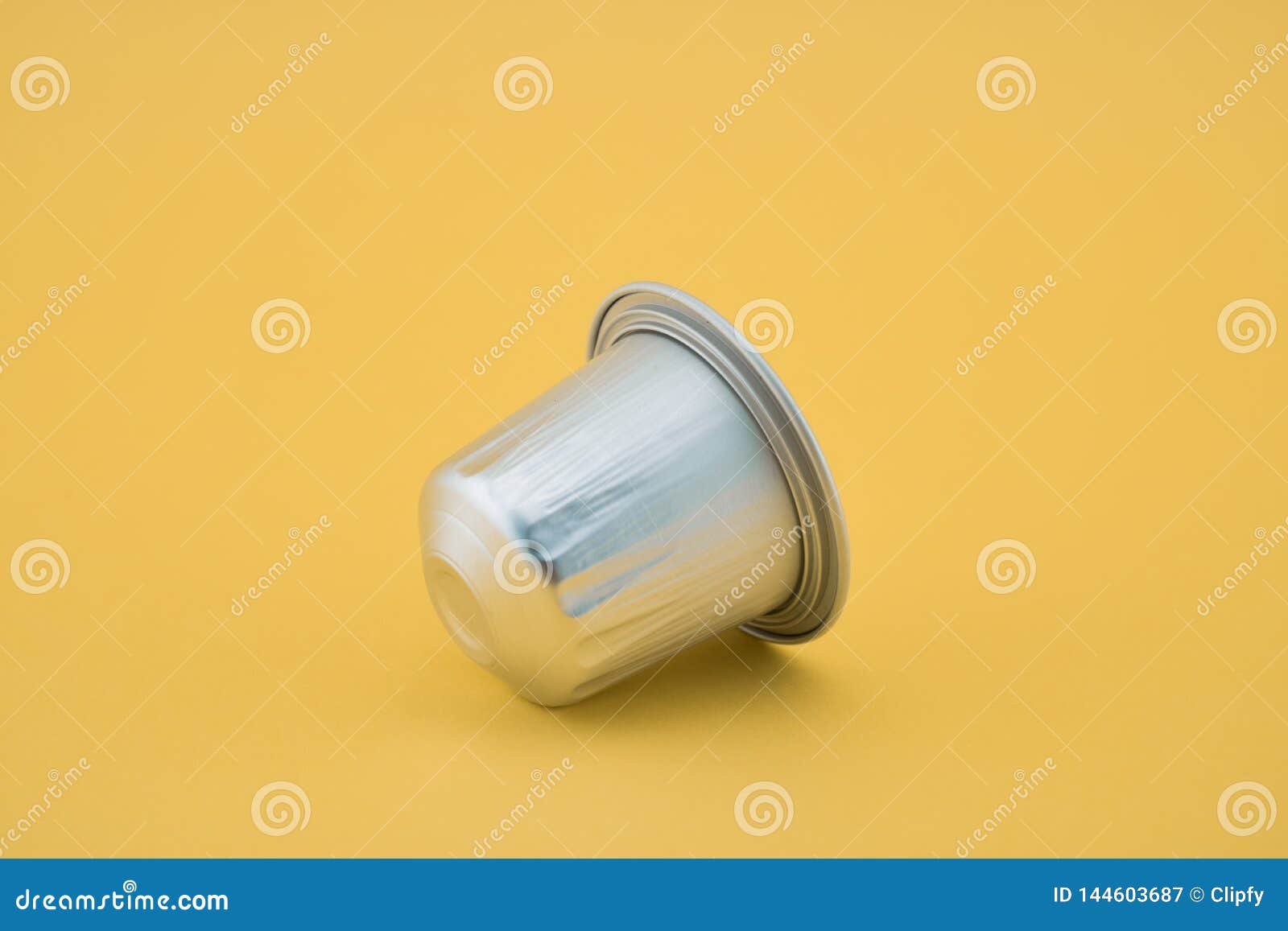 Espresso Coffee Capsule or Coffee Pod on Yellow Background. Stock Image ...