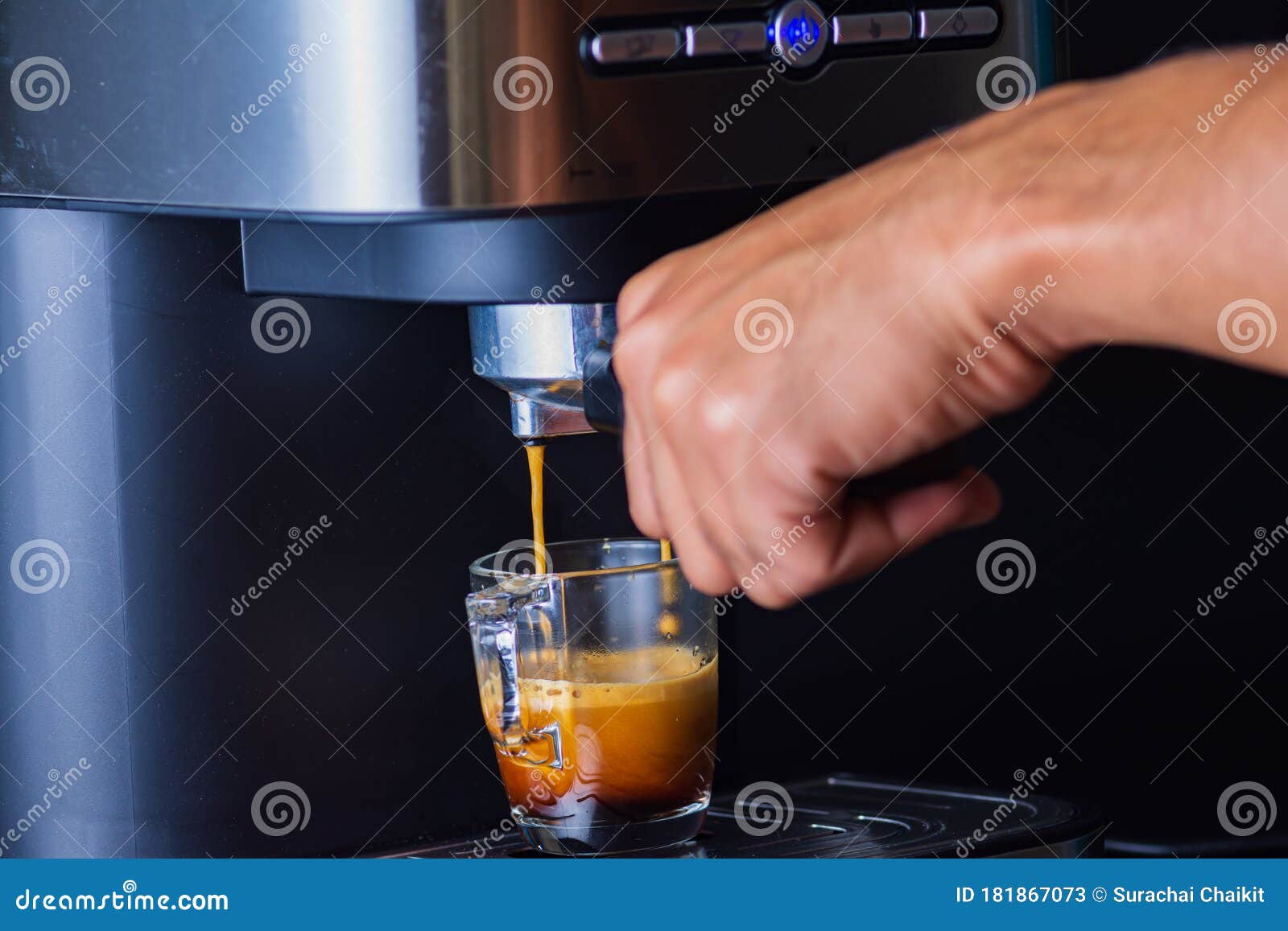 Espresso Coffee from a Drip-glass Coffee Machine Stock Image - Image of ...