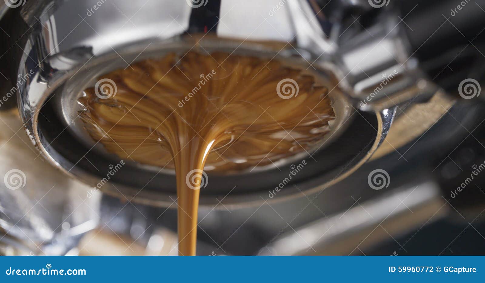 Espresso Coffee Extraction with Bottomless Filter Stock Photo - Image ...