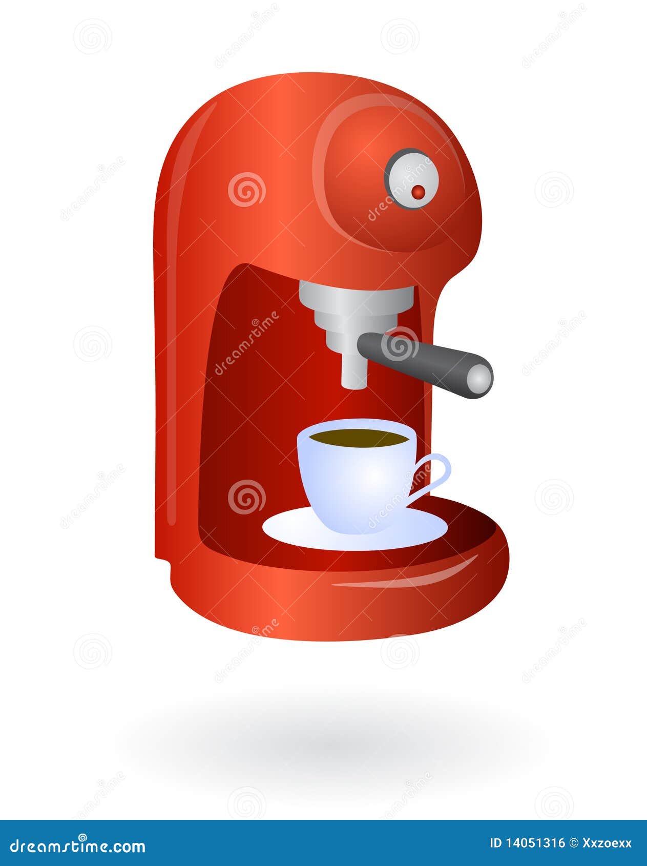 Coffee Machine In Cartoon Modern Style. Front View Of Coffee Machine ...