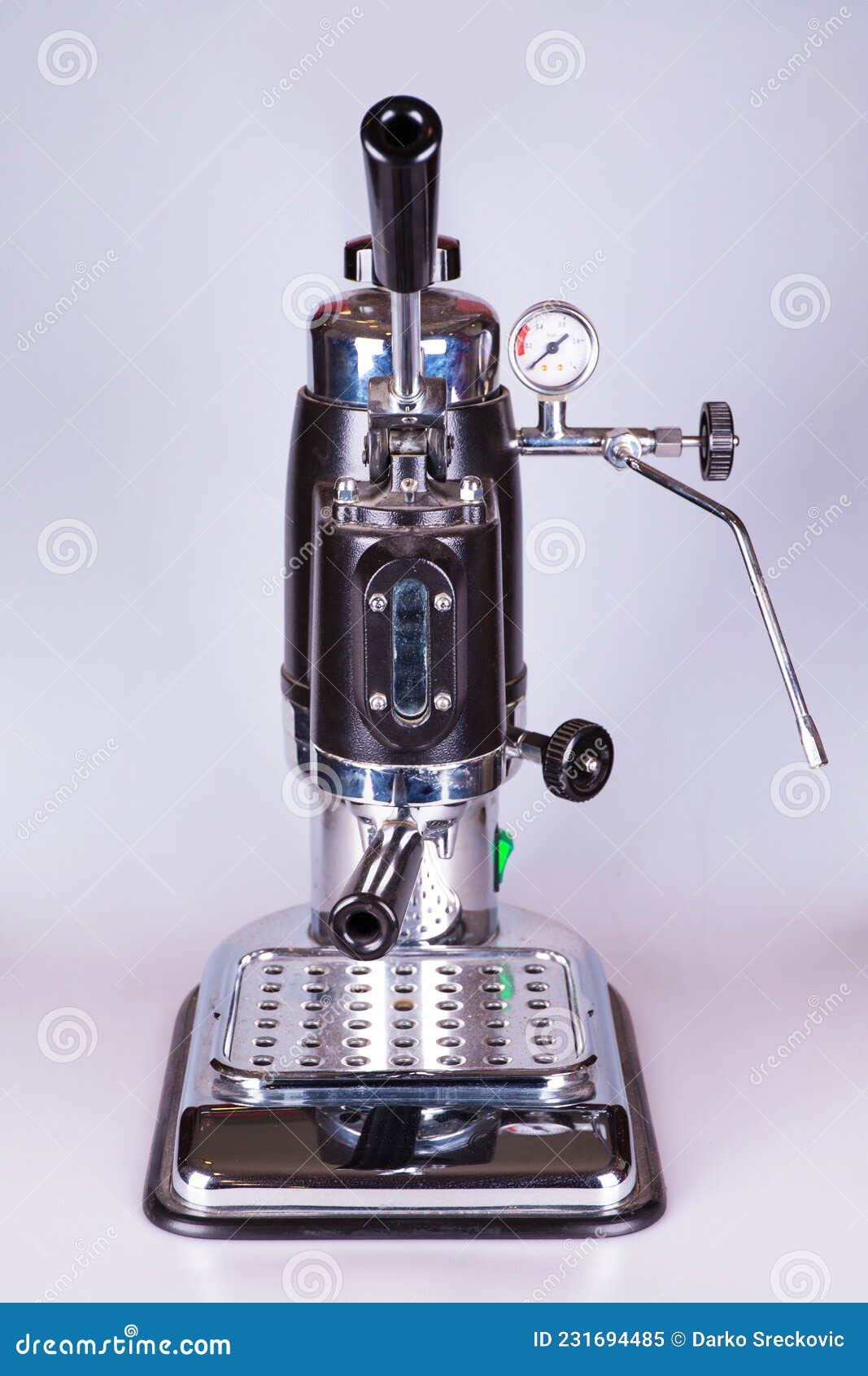 Espresso Coffee Machine . Front View Retro Design, Coffee Maker Stock ...