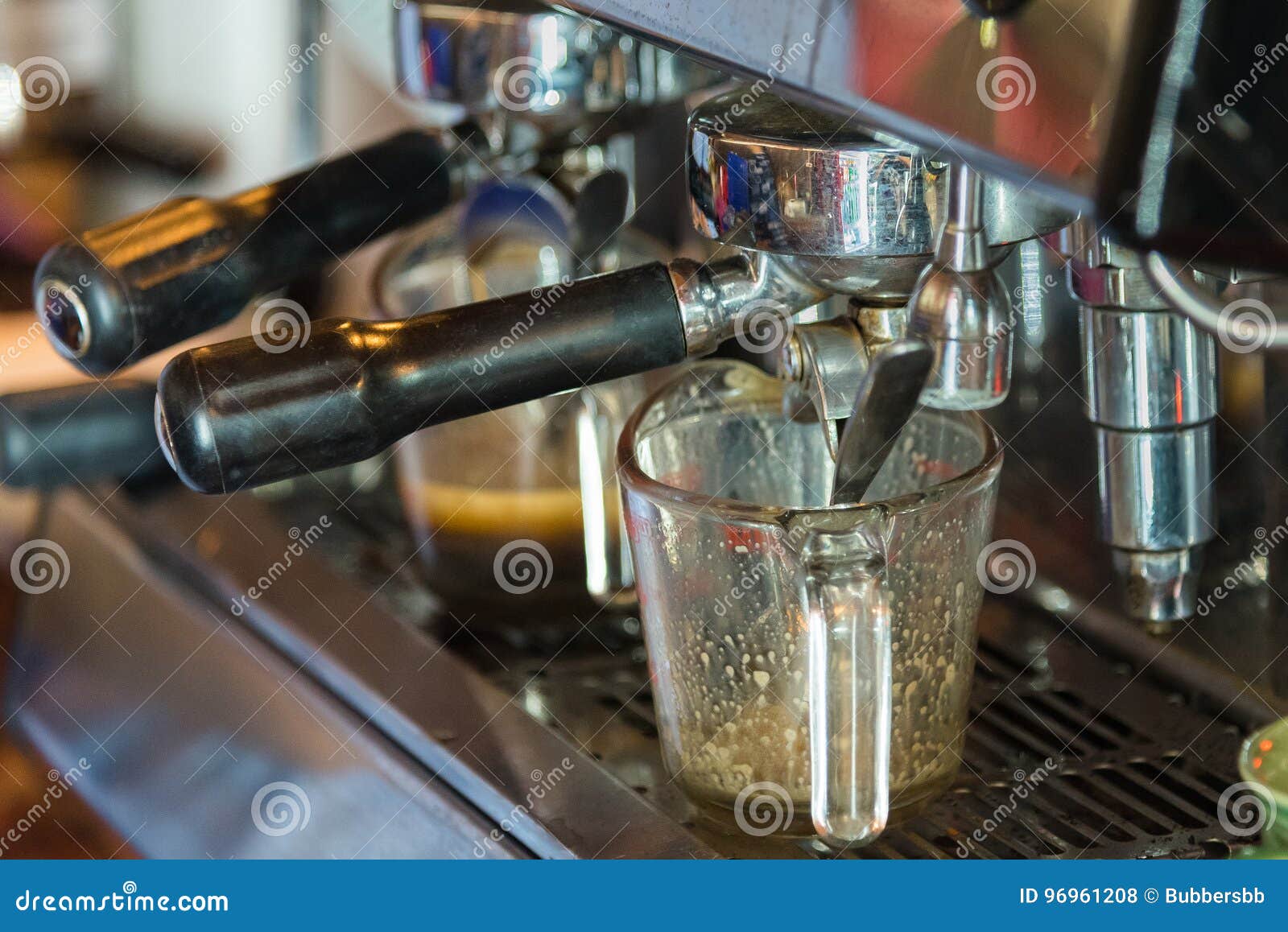 Espresso Coffee Machine, Glassware Coffee Preparation.selective Stock ...