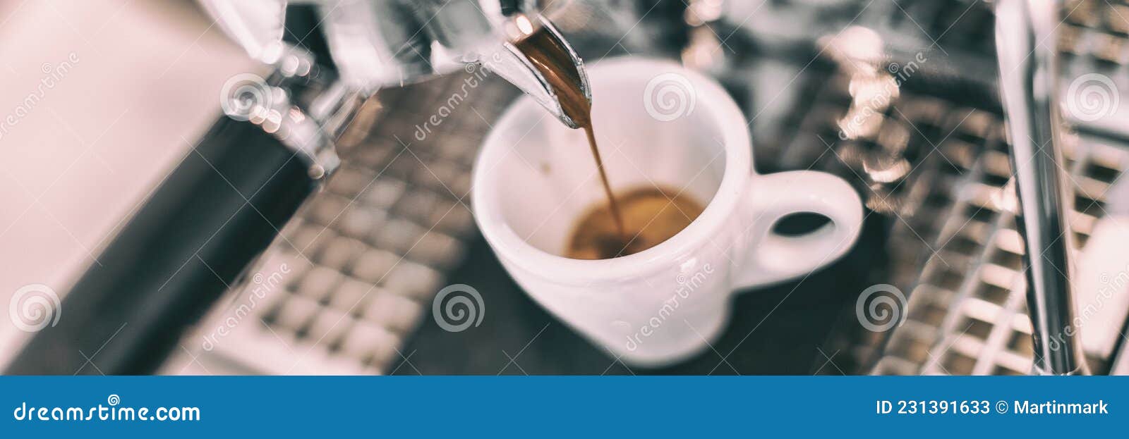 Espresso Coffee Machine Panoramic Header Banner Stock Image - Image of ...