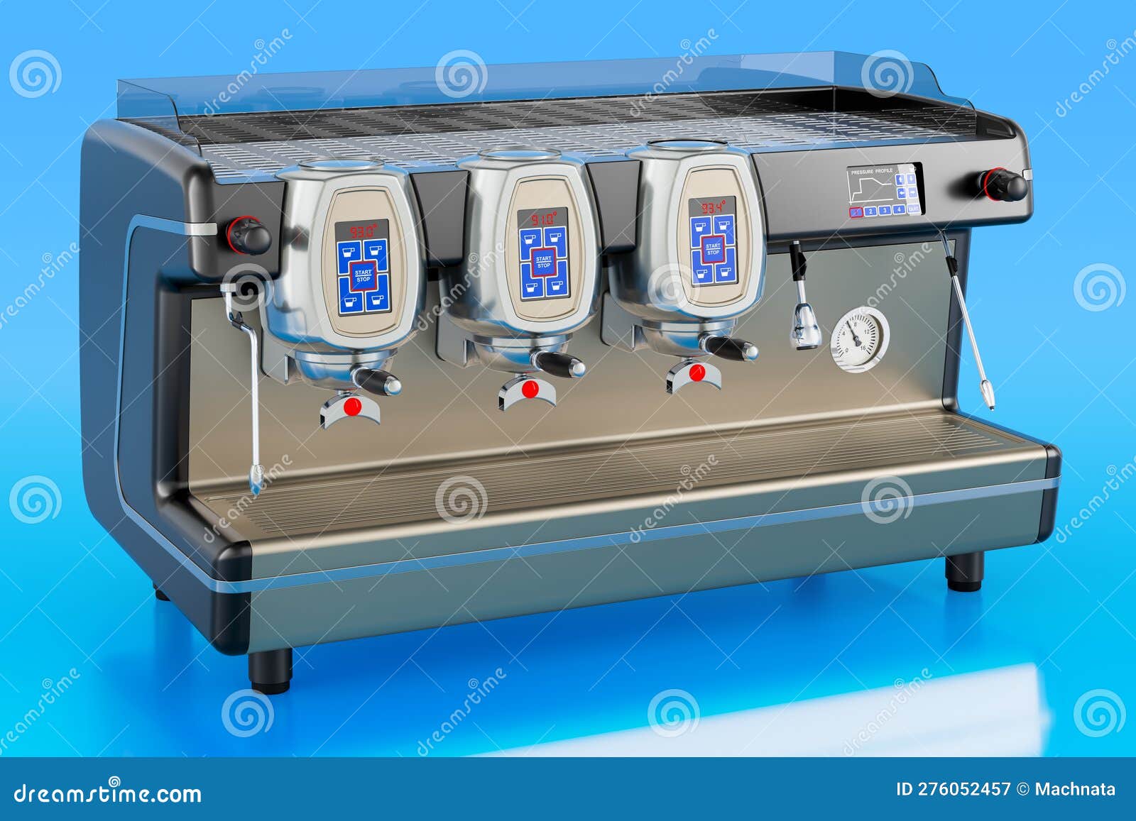 Espresso Coffee Machine Professional on Blue Background, 3D Rendering ...