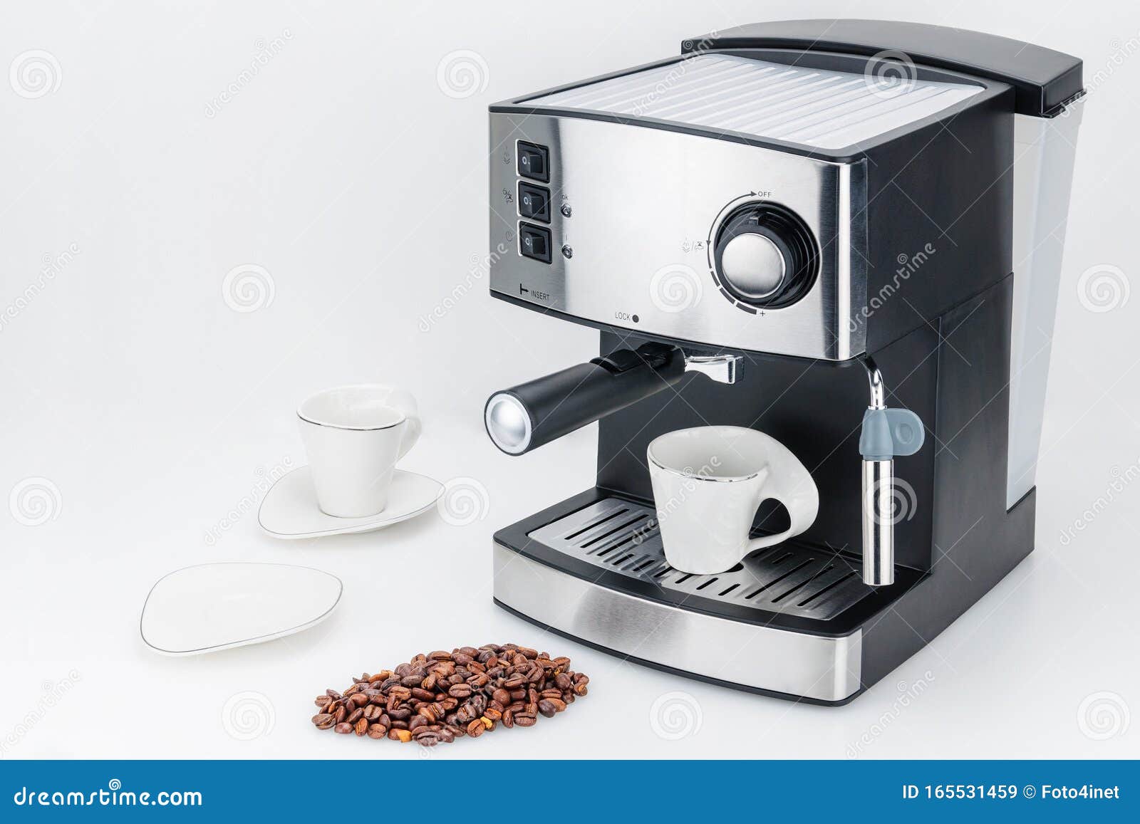 Espresso Coffee Machine on the White Background with Copy Space Stock ...
