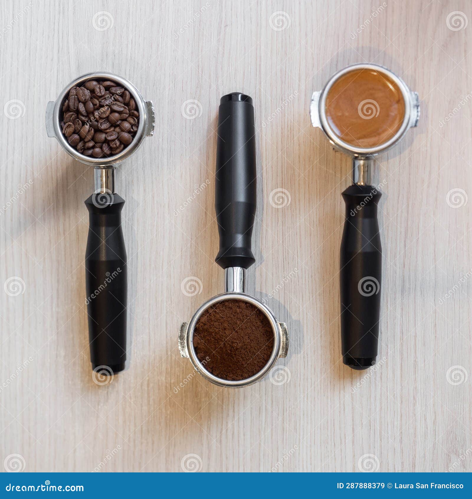 Espresso coffee steps stock image. Image of device, drink - 287888379