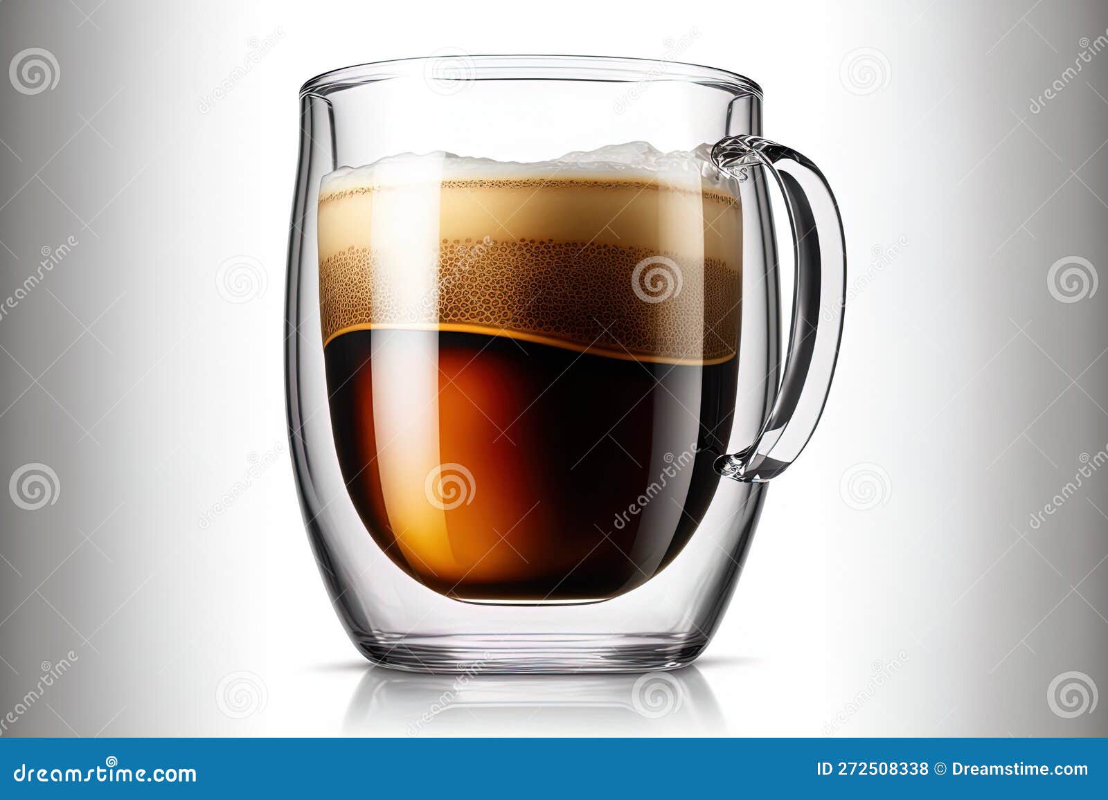 Espresso Coffee in a Transparent Double Wall Glass Mug, Isolated on a ...
