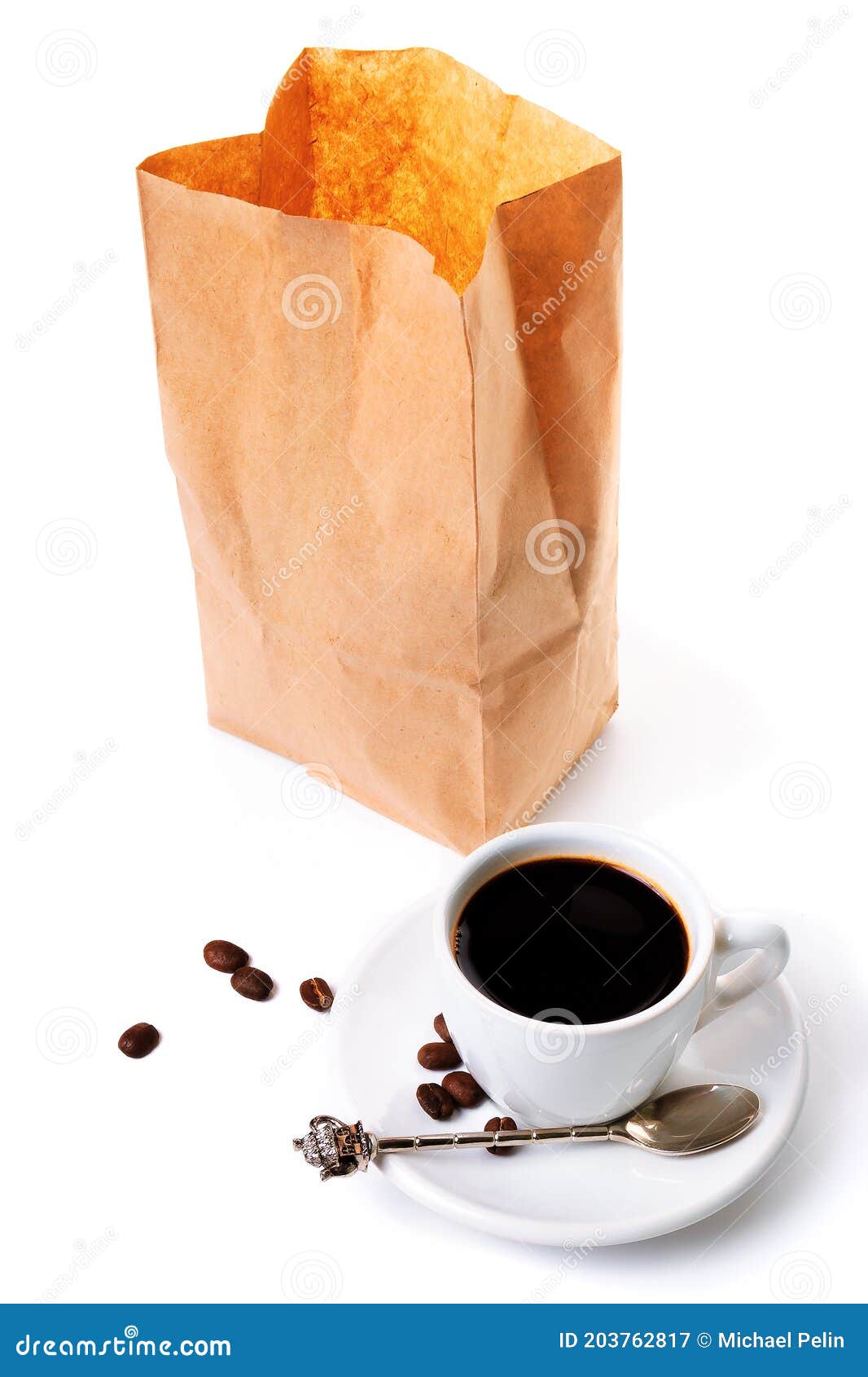 Espresso Cup and Coffee Beans Pack Stock Image - Image of caffeine ...