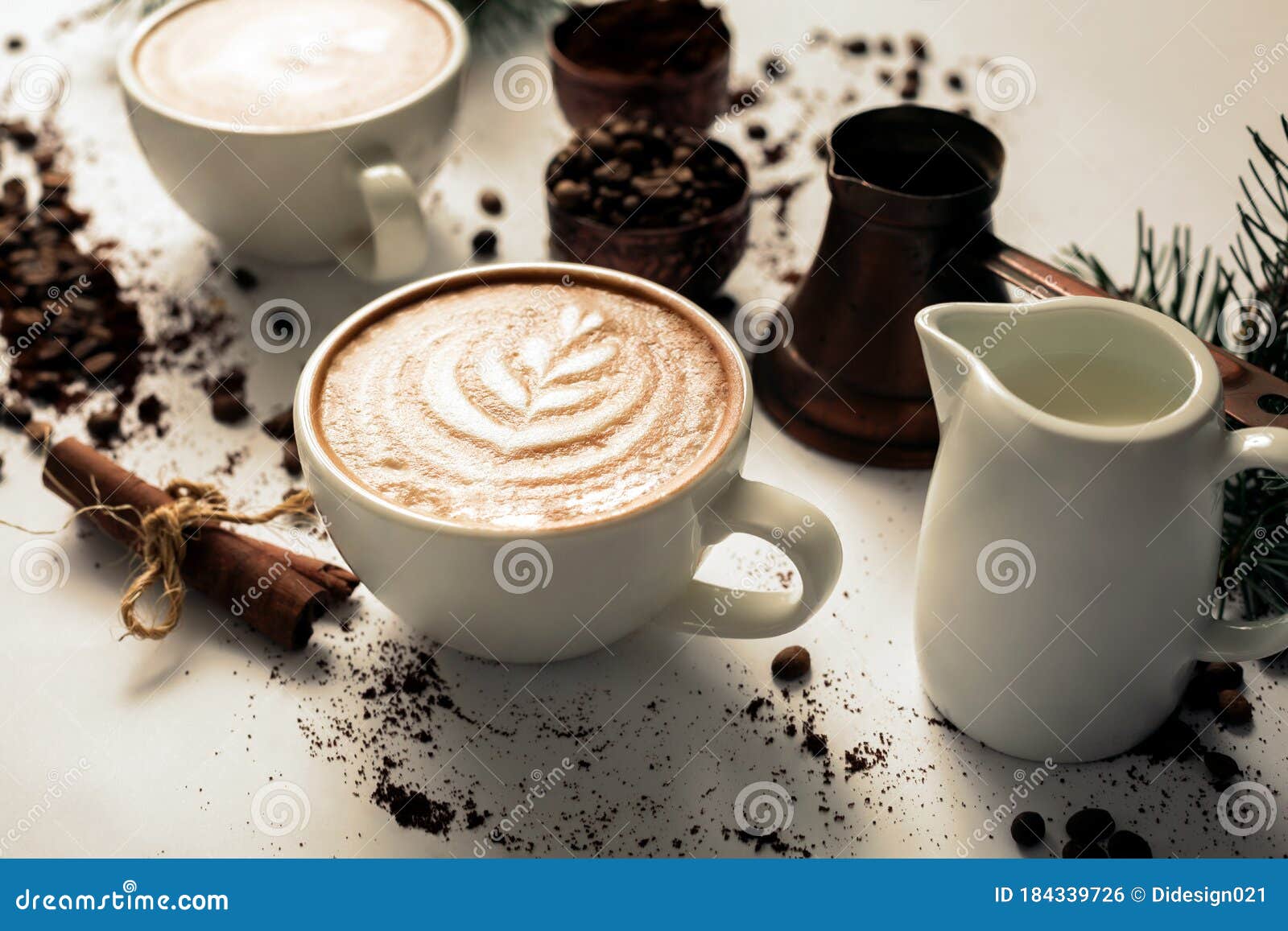 Espresso with Latte Art in the Foam Layer Stock Photo - Image of ...