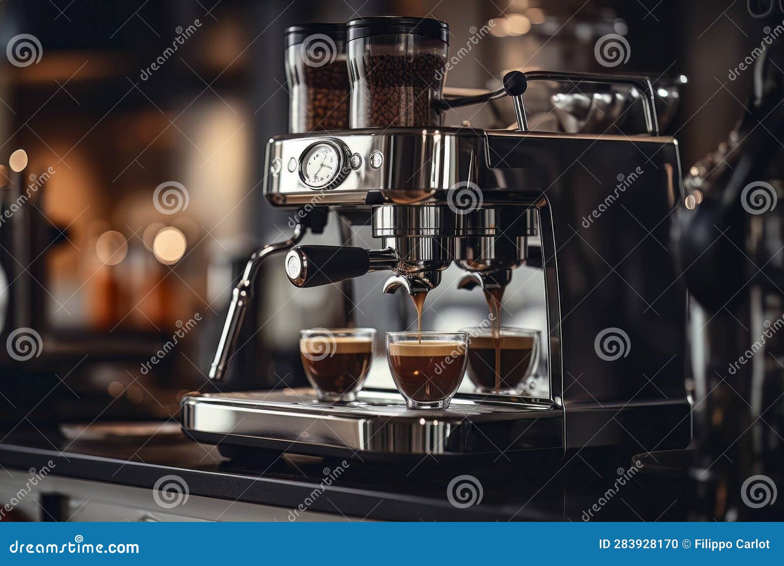 Espresso Machine in a Bar stock illustration. Illustration of industry ...