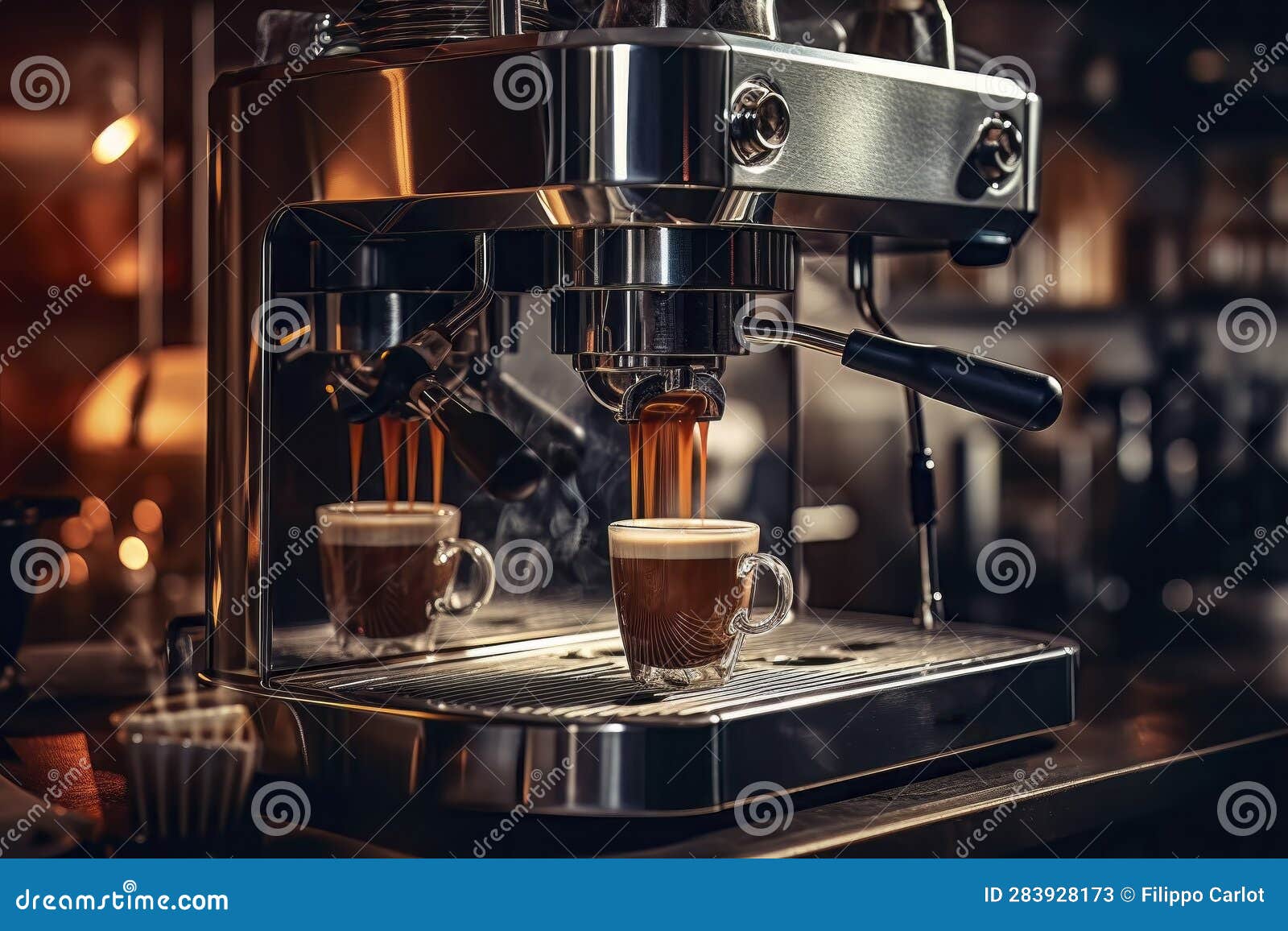 Espresso Machine in a Bar stock illustration. Illustration of morning ...