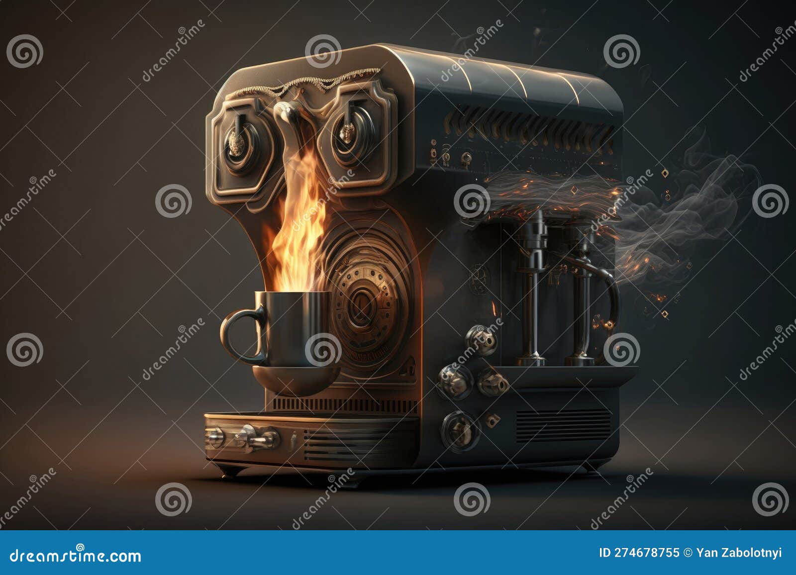 Espresso Machine Fire in Modern Apartment Design , Realistic ...