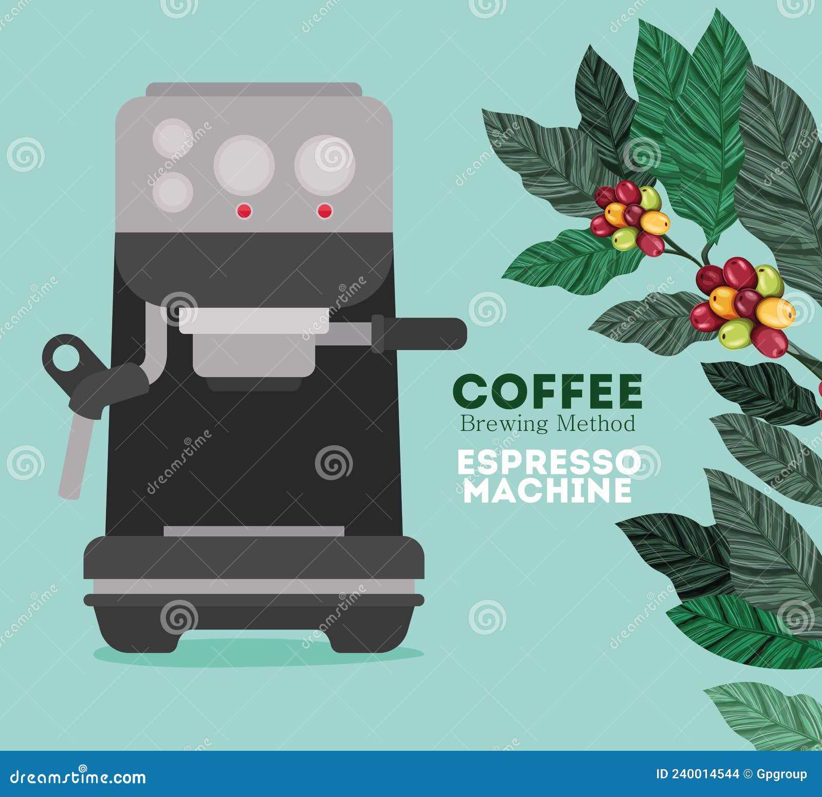 Espresso machine poster stock vector. Illustration of appliance - 240014544