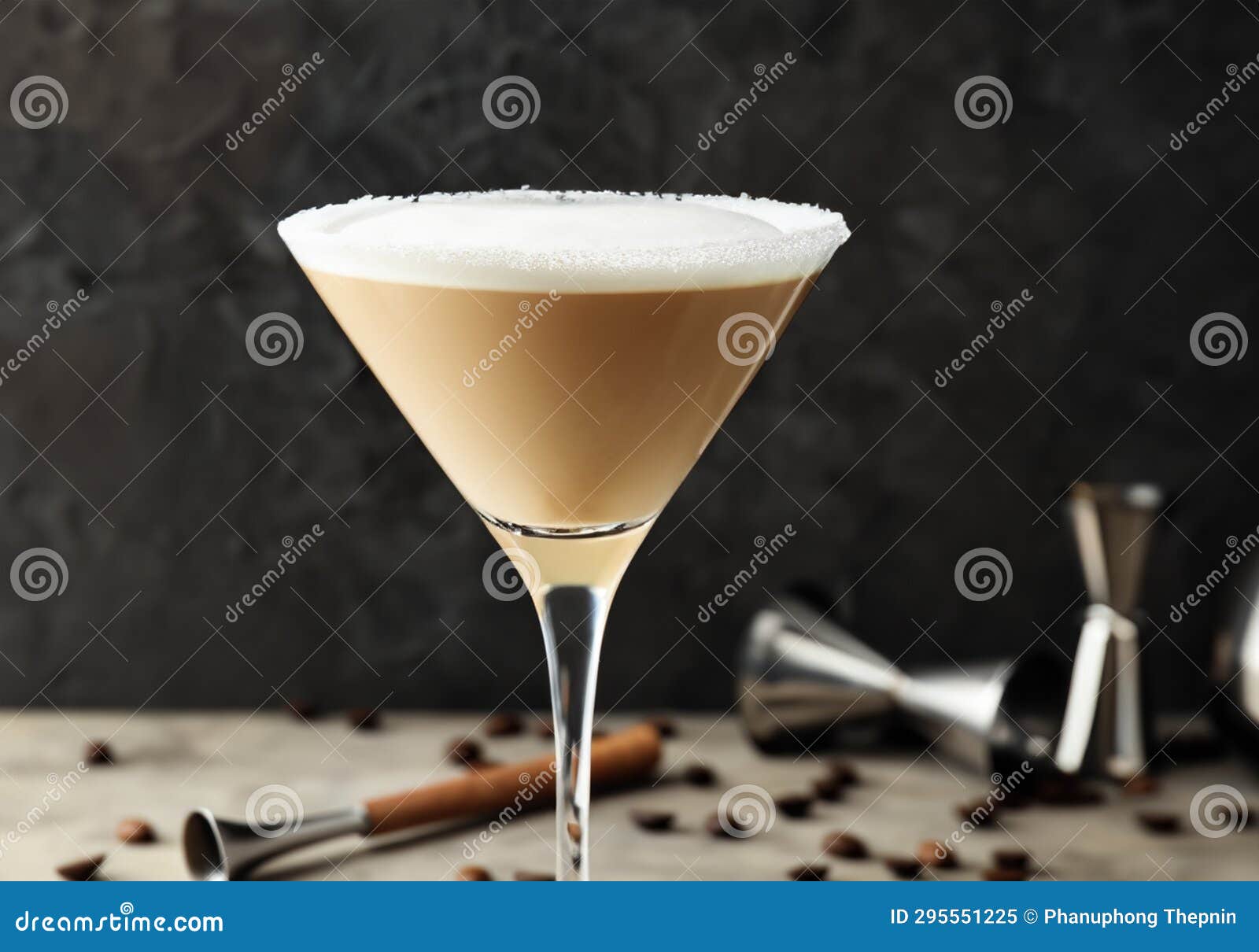 Espresso Martini Cocktail into Glass Stock Illustration - Illustration ...