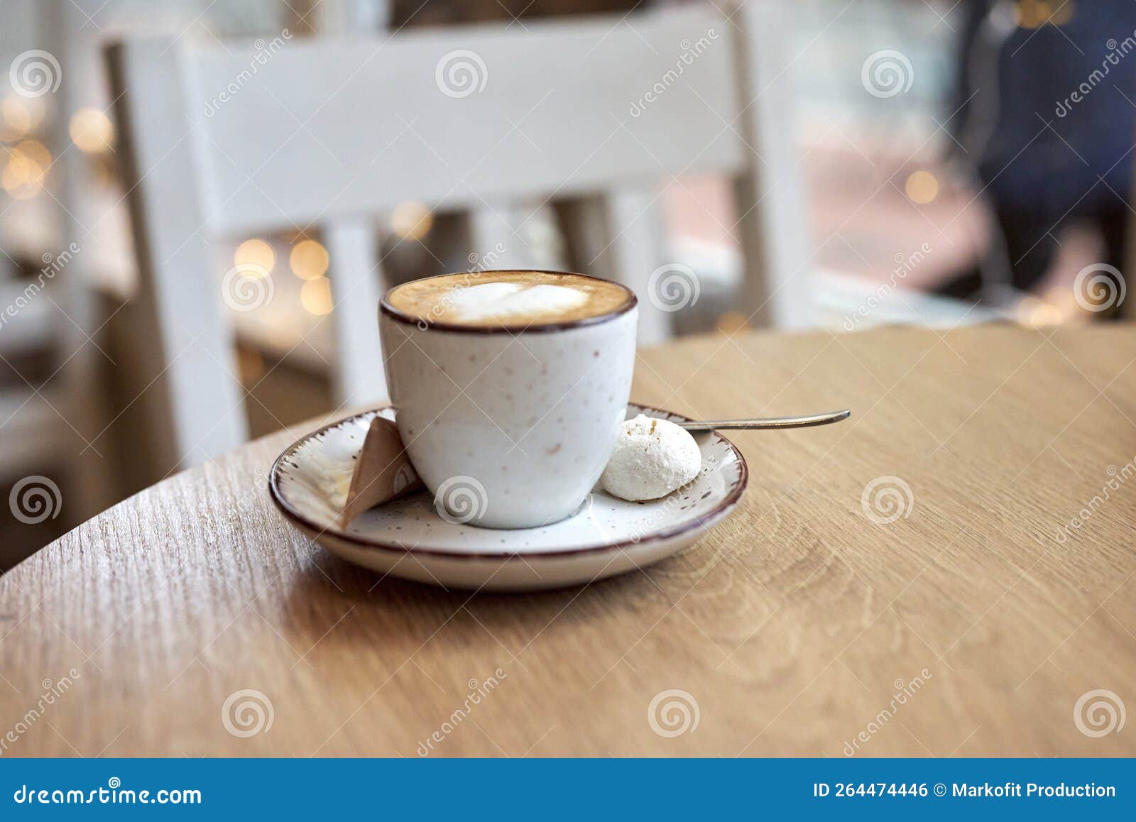 Espresso with Milk in the Cafeteria Stock Photo - Image of meal, food ...